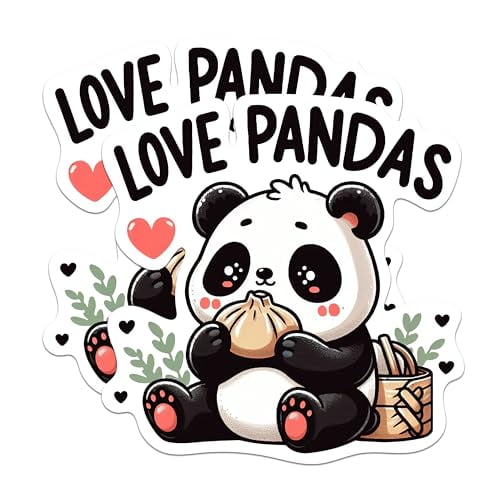 (2 Pack) Love Pandas Stickers - Cute Panda Sticker - Animal Lover - Zoo ...