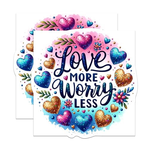 (2 Pack) Love More Worry Less Stickers - Positive Inspiring ...
