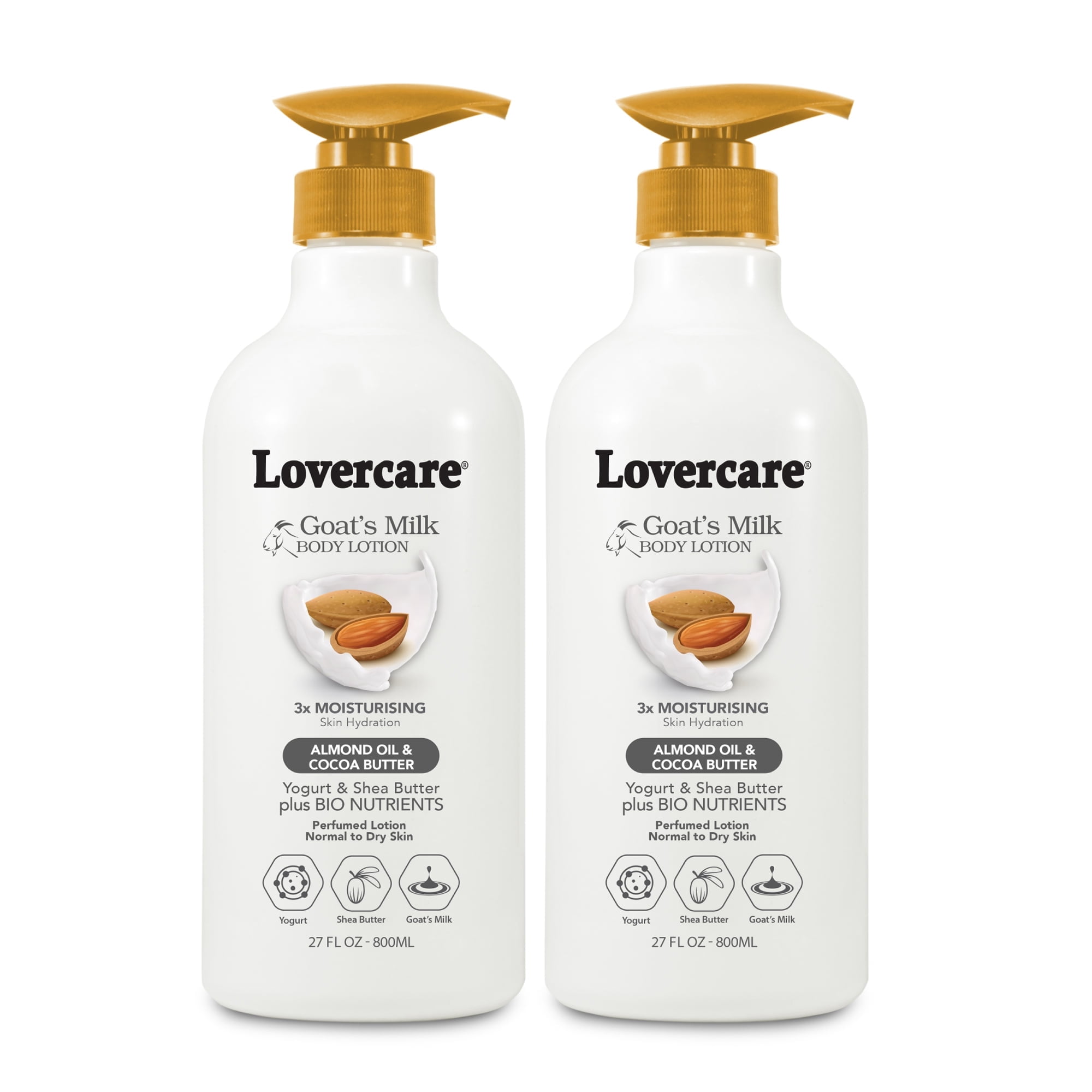 2-Pack Lovercare Goat Milk Body Lotion for Dry Skin Almond Oil & Cocoa ...