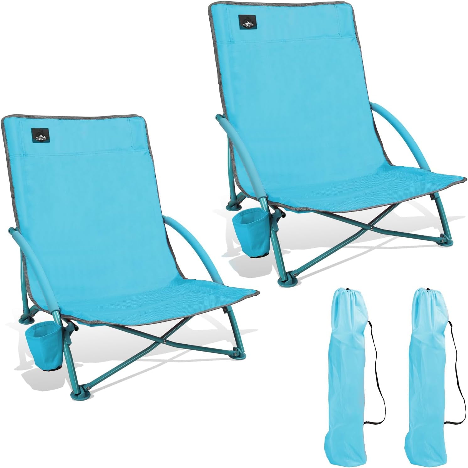 2 Pack Low Folding Beach Chair,Portable Lightweight Lowback Sling Chair ...