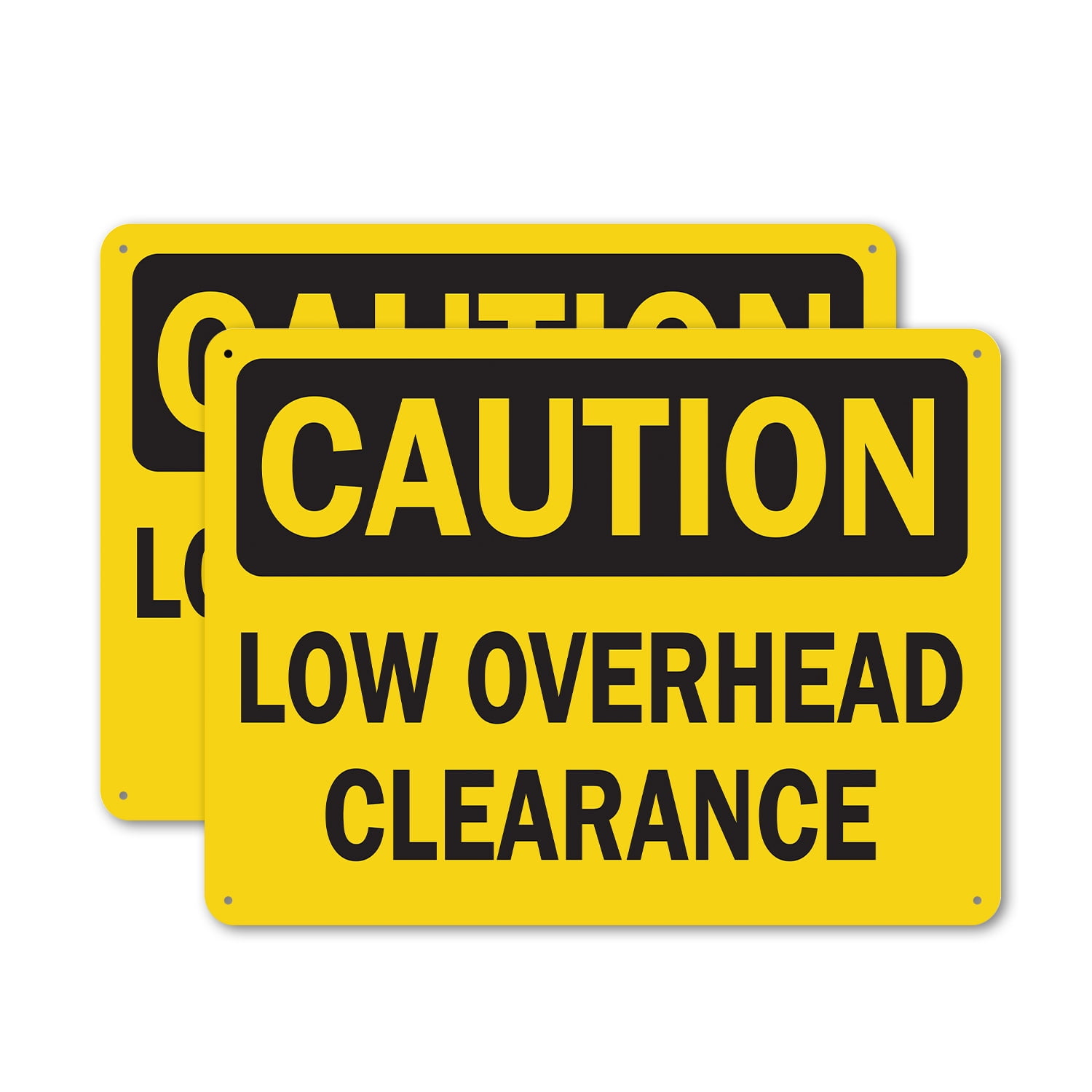 (2 Pack) Low Overhead Clearance OSHA Caution Sign 24 Inch X 18 Inch ...