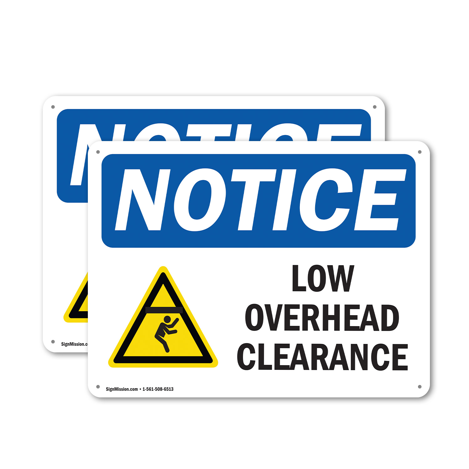 (2 Pack) Low Overhead Clearance OSHA Notice Sign 14 Inch X 10 Inch ...