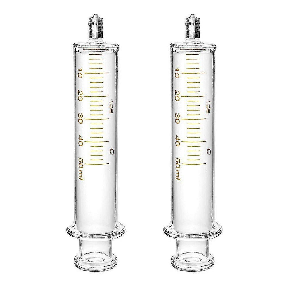 2 Pack Luer Lock Reusable Glass Syringe With No Needle, 50ml - Walmart.com