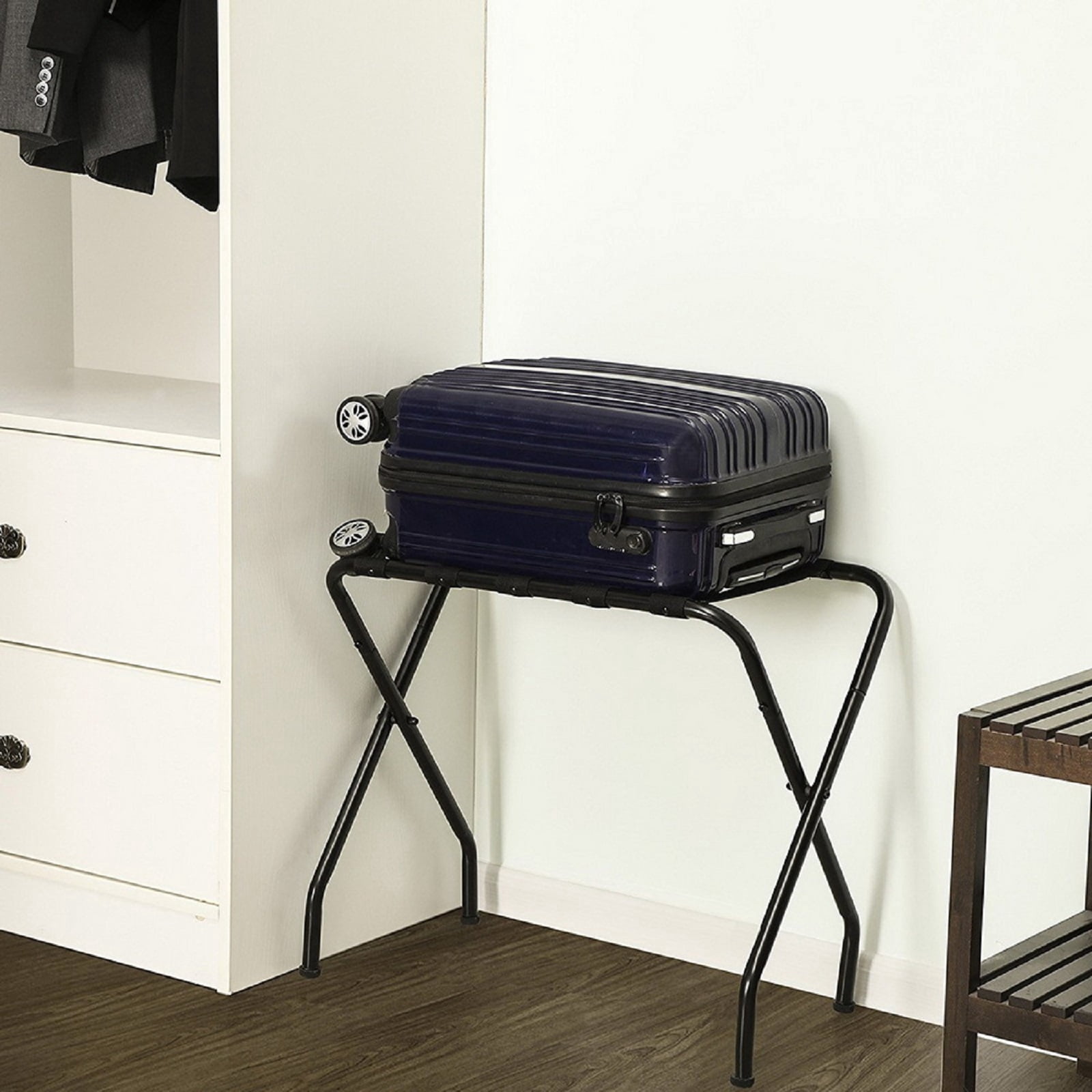 2 Pack Luggage Rack Folding Suitcase Stand for Bedroom, Black - Walmart.com
