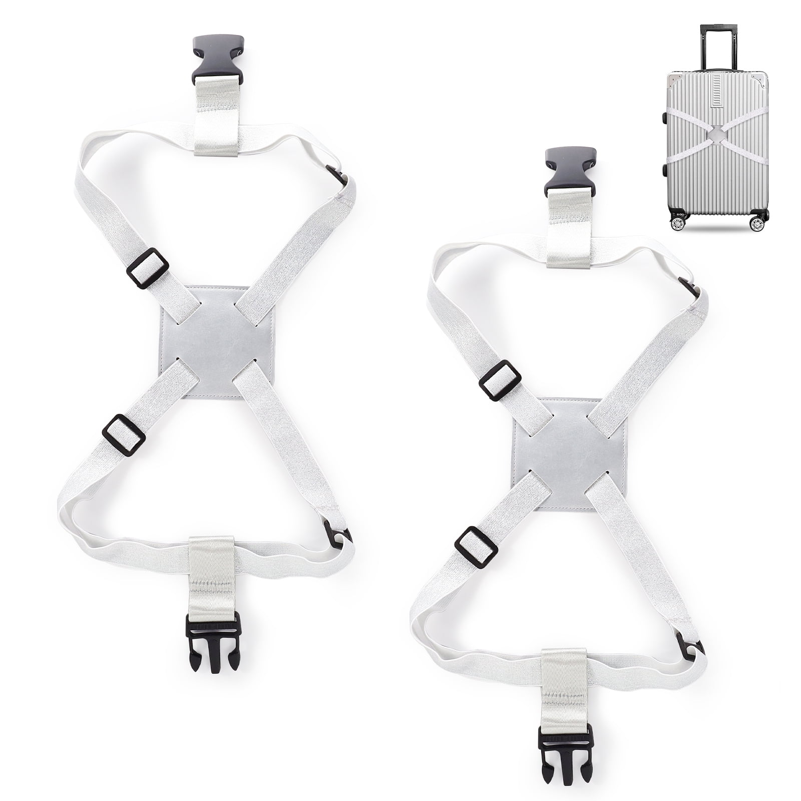 2 Pack Luggage Straps for Suitcase, Adjustable Luggage Belt Bungees ...