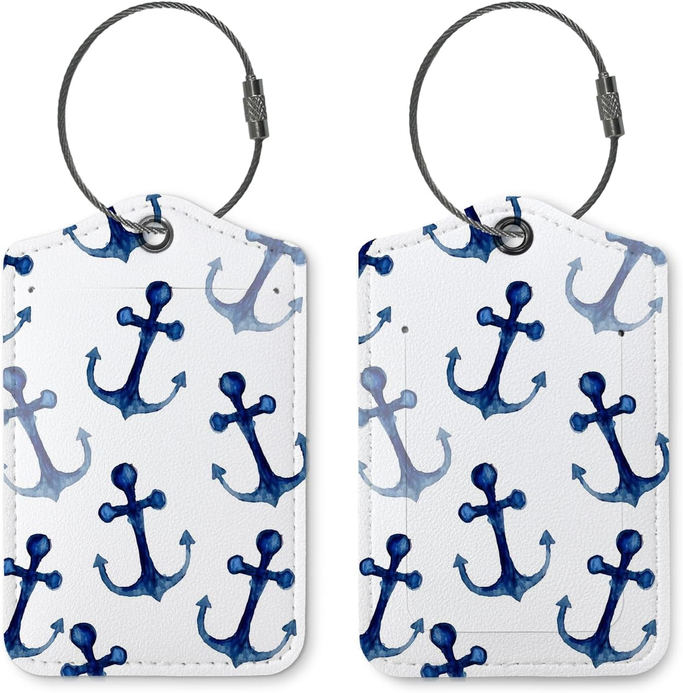 2 Pack Luggage Tag,Navy Anchor Beach Bag Tags Travel Suitcase Tags ...