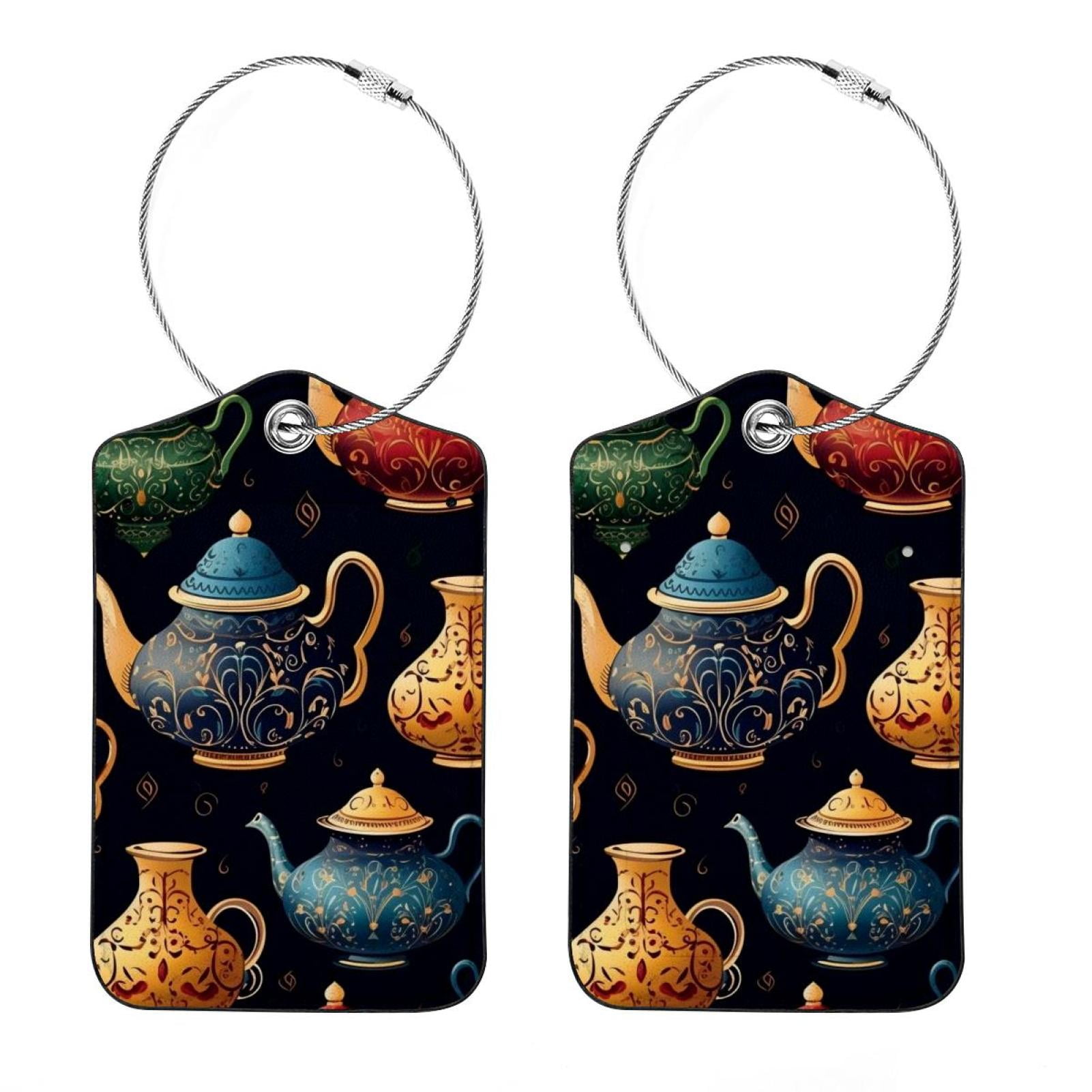 2 Pack Luggage Tag for Suitcase, Arabian Tea Kettle Baggage Tag with ...