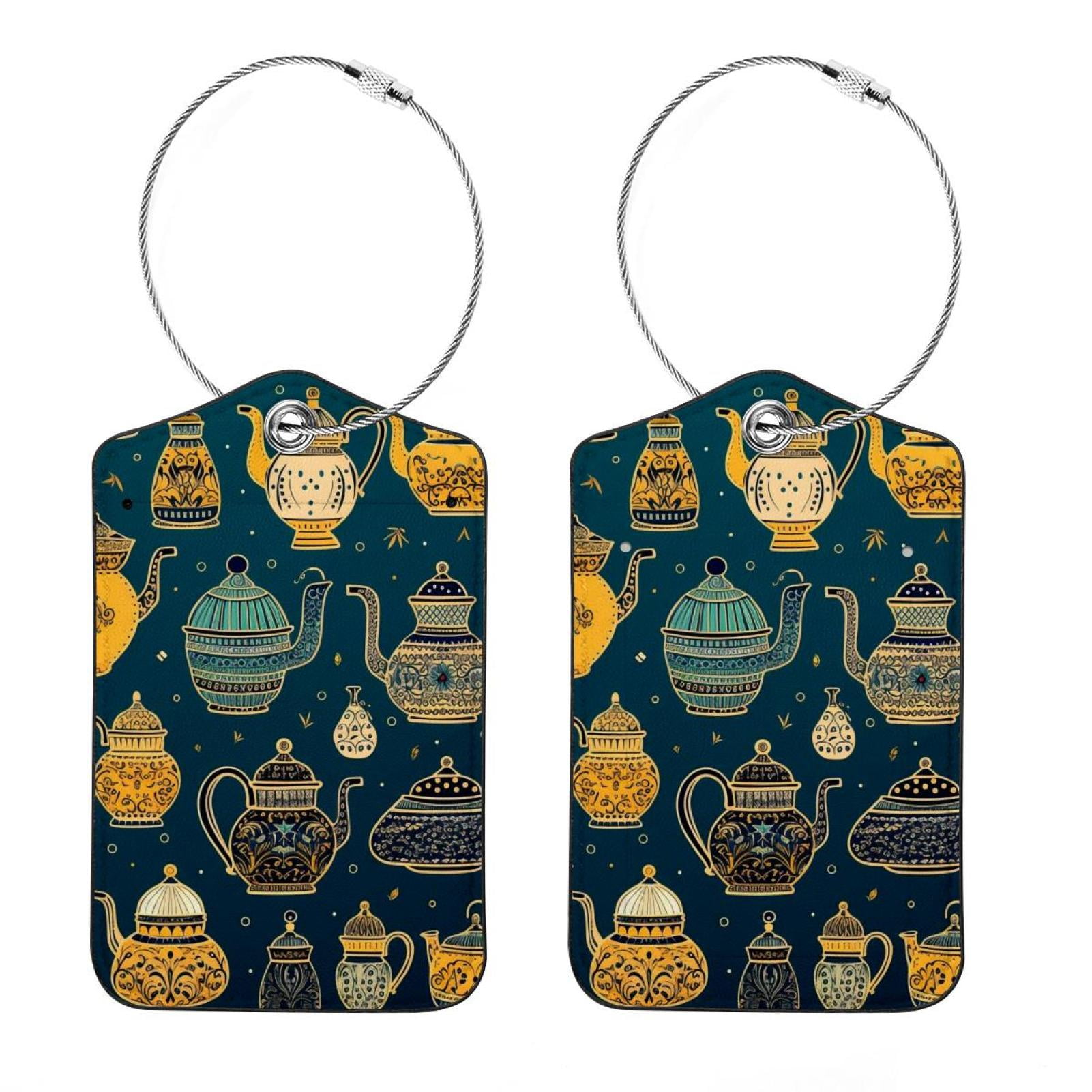 2 Pack Luggage Tag for Suitcase, Arabian Tea Kettle Baggage Tag with ...