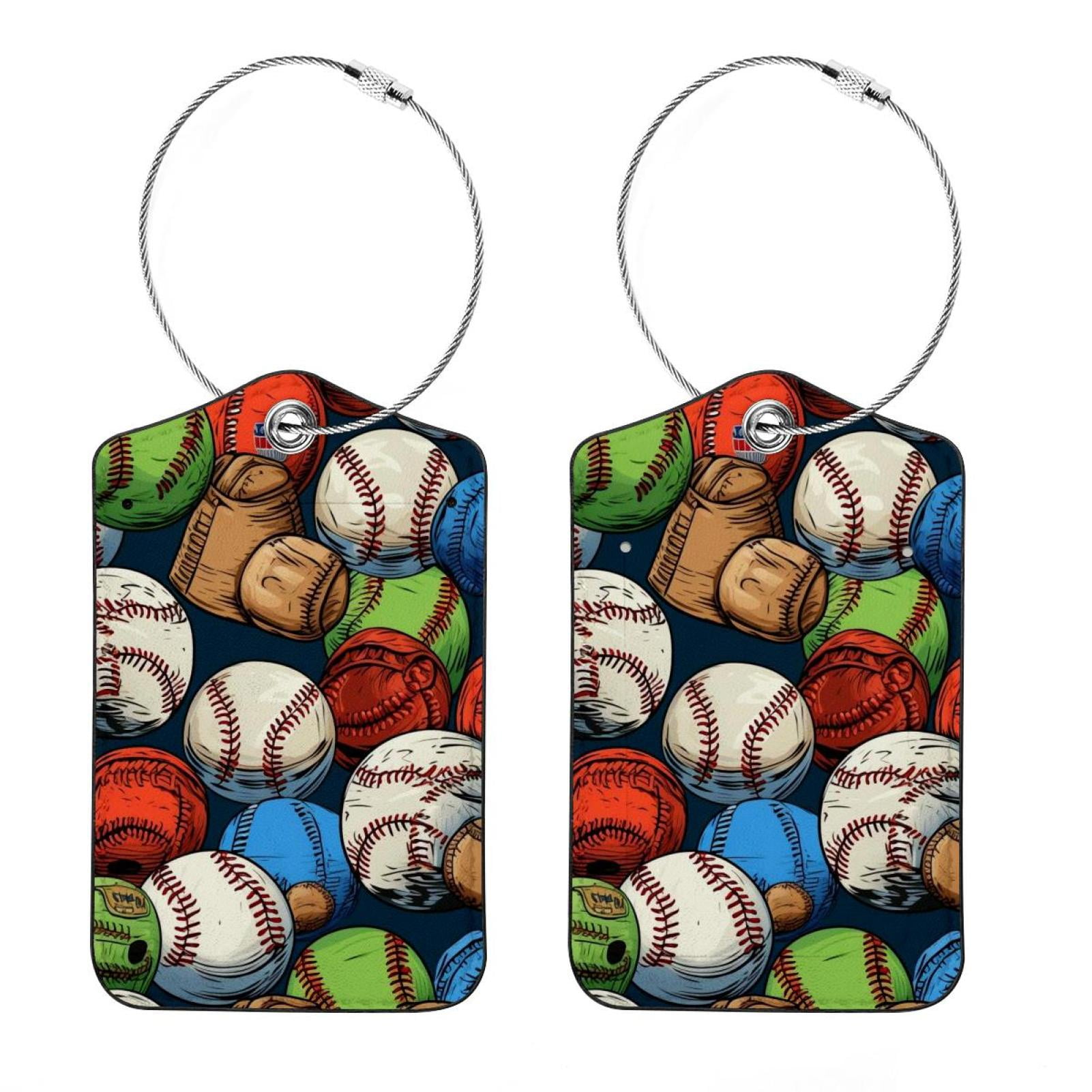 2 Pack Luggage Tag for Suitcase, Baseball Baggage Tag with Stainless ...