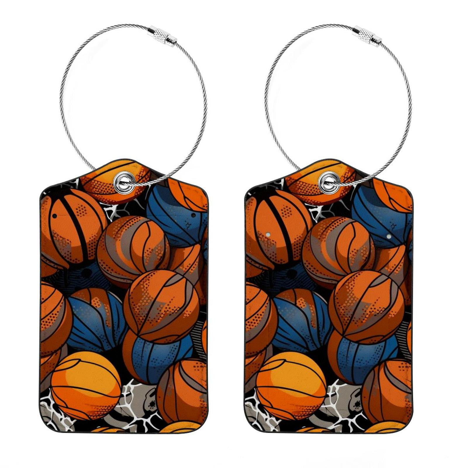 2 Pack Luggage Tag for Suitcase, Basketball Baggage Tag with Stainless ...