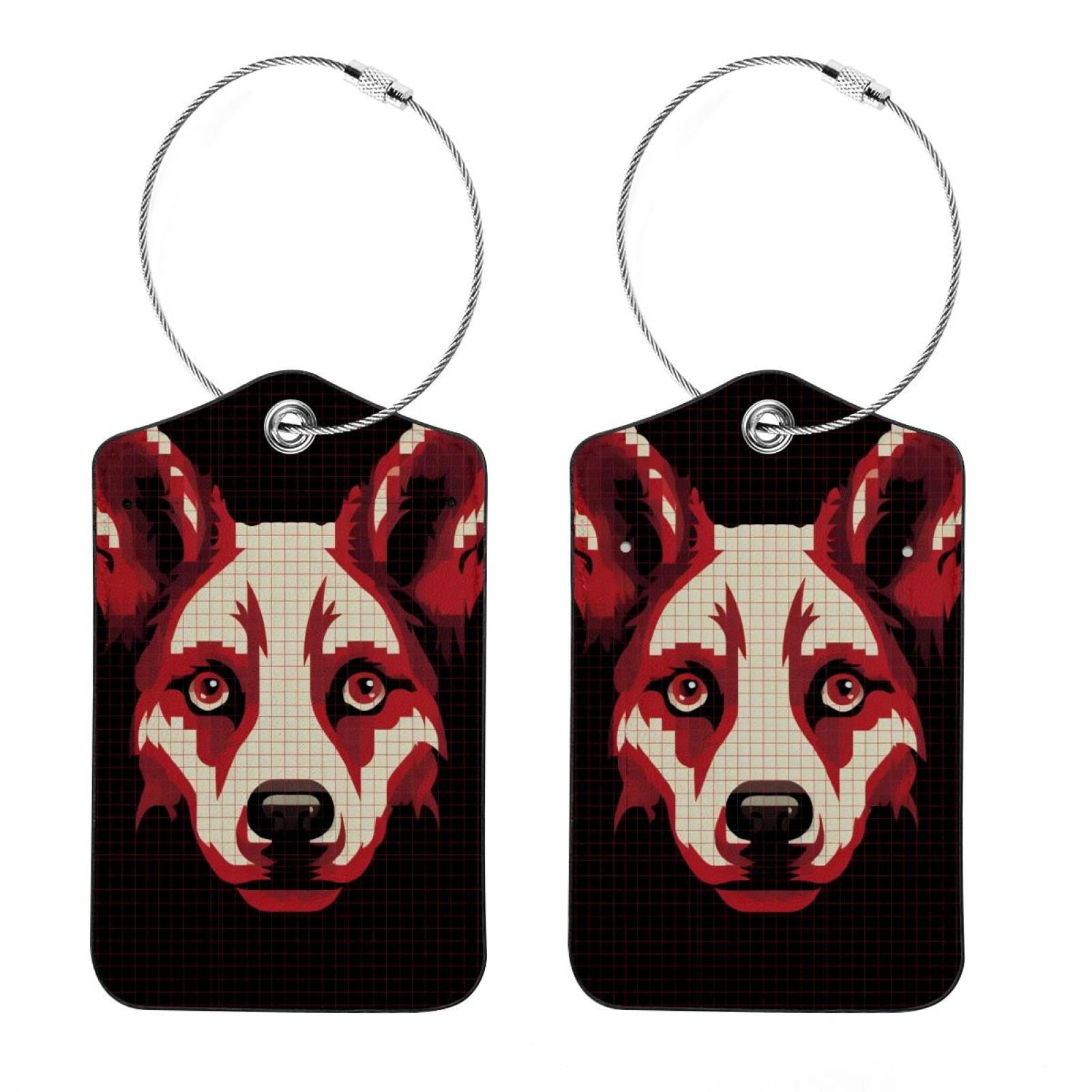 2 Pack Luggage Tag for Suitcase, Cute Dog Baggage Tag with Stainless ...