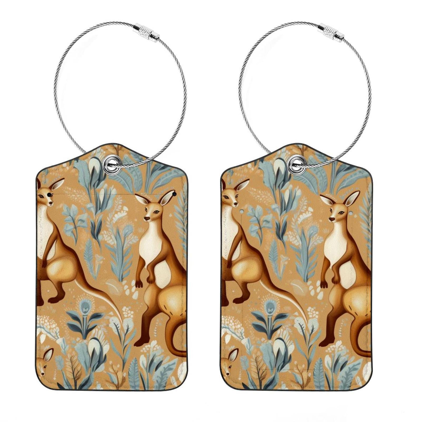 2 Pack Luggage Tag for Suitcase, Kangaroo Baggage Tag with Stainless ...