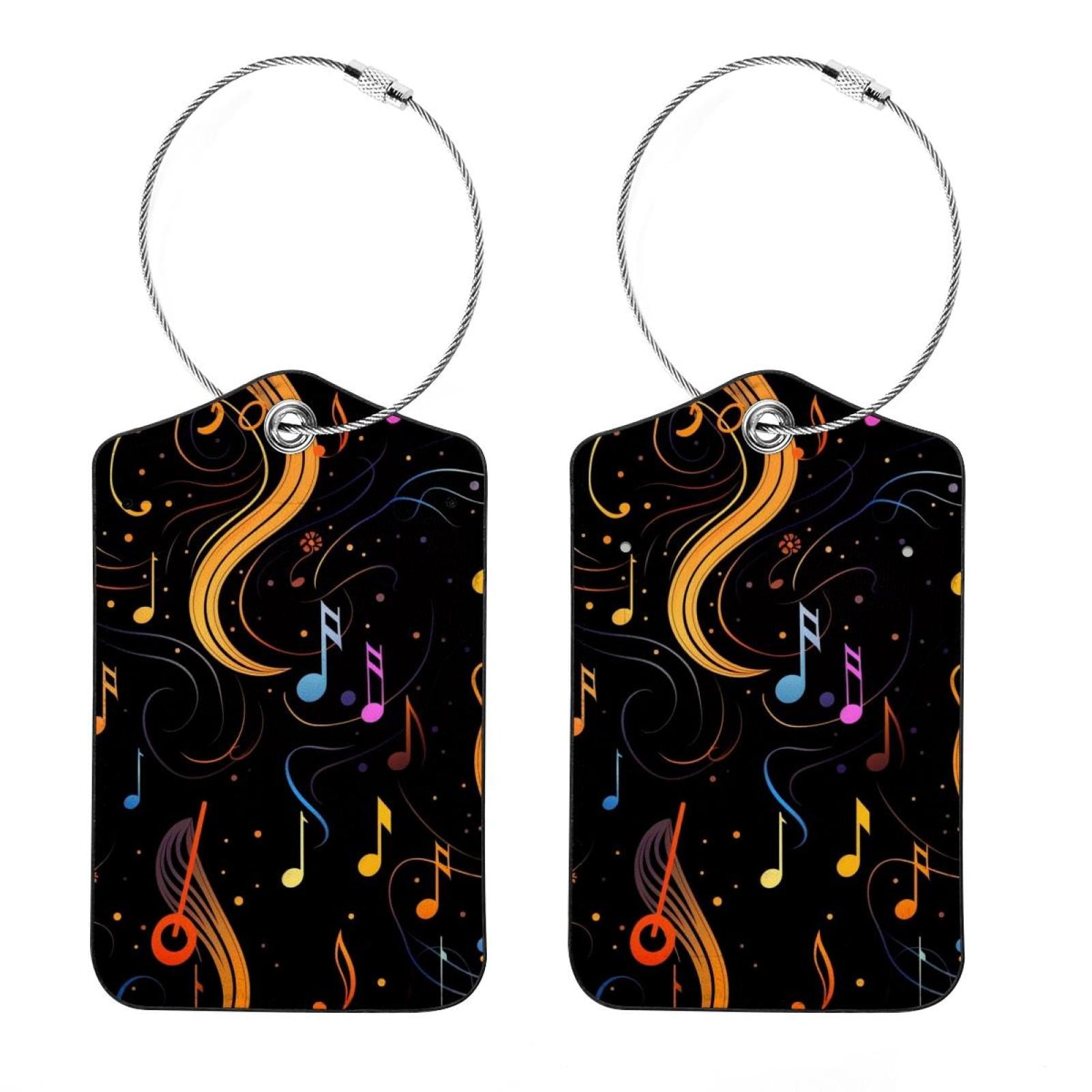2 Pack Luggage Tag for Suitcase, Music Note Baggage Tag with Stainless ...