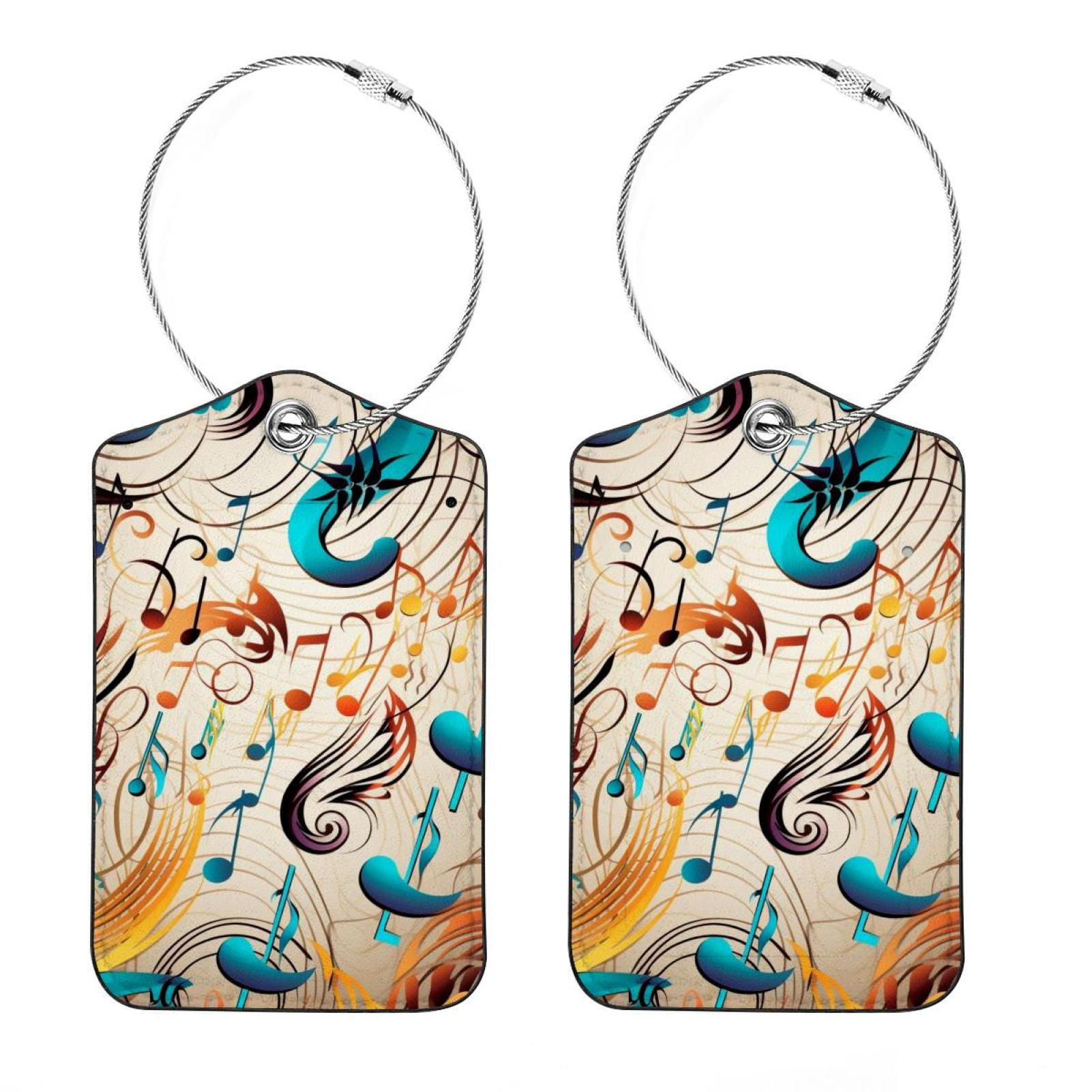 2 Pack Luggage Tag for Suitcase, Music Note Baggage Tag with Stainless ...