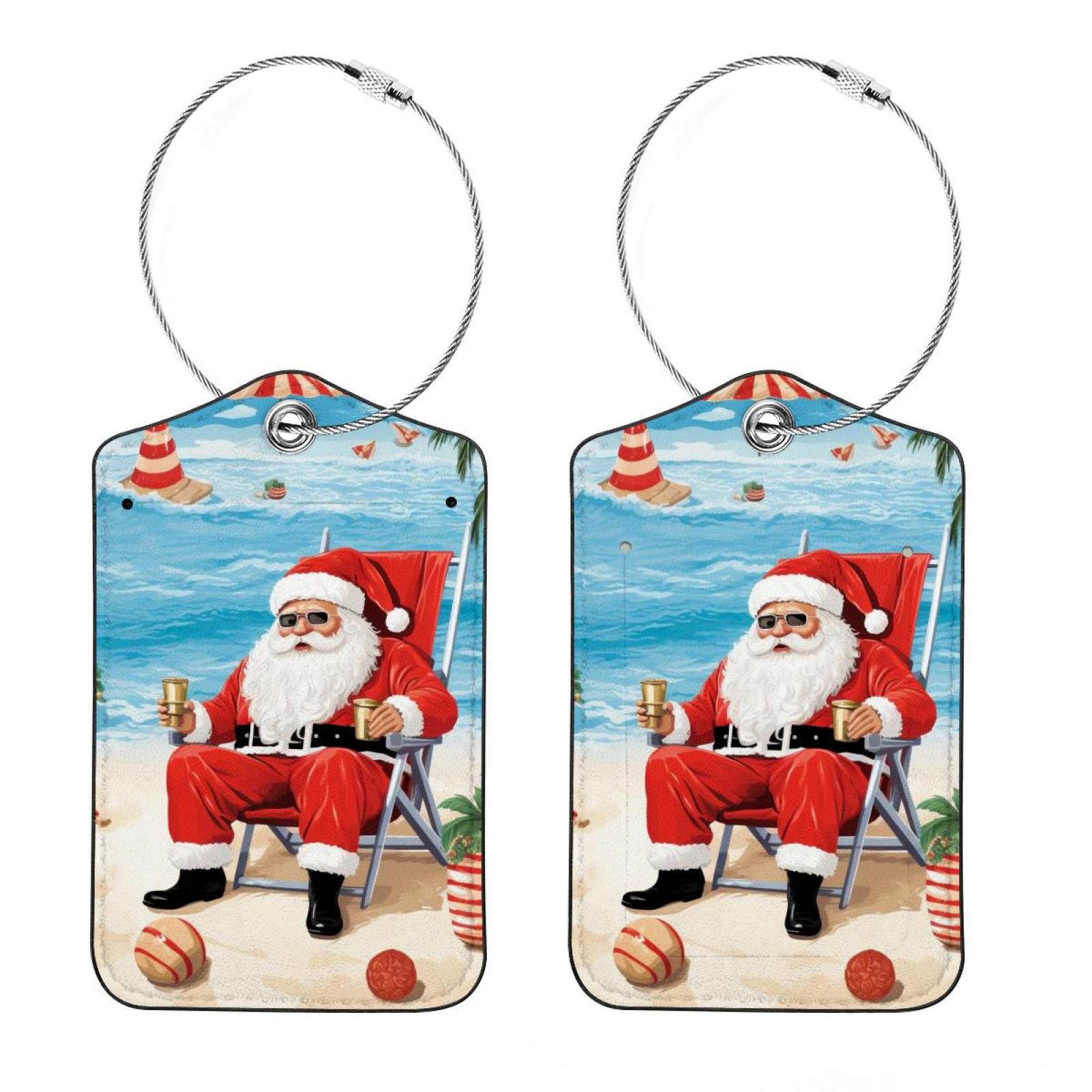 2 Pack Luggage Tag for Suitcase, Santa Beach Vacation Baggage Tag with ...