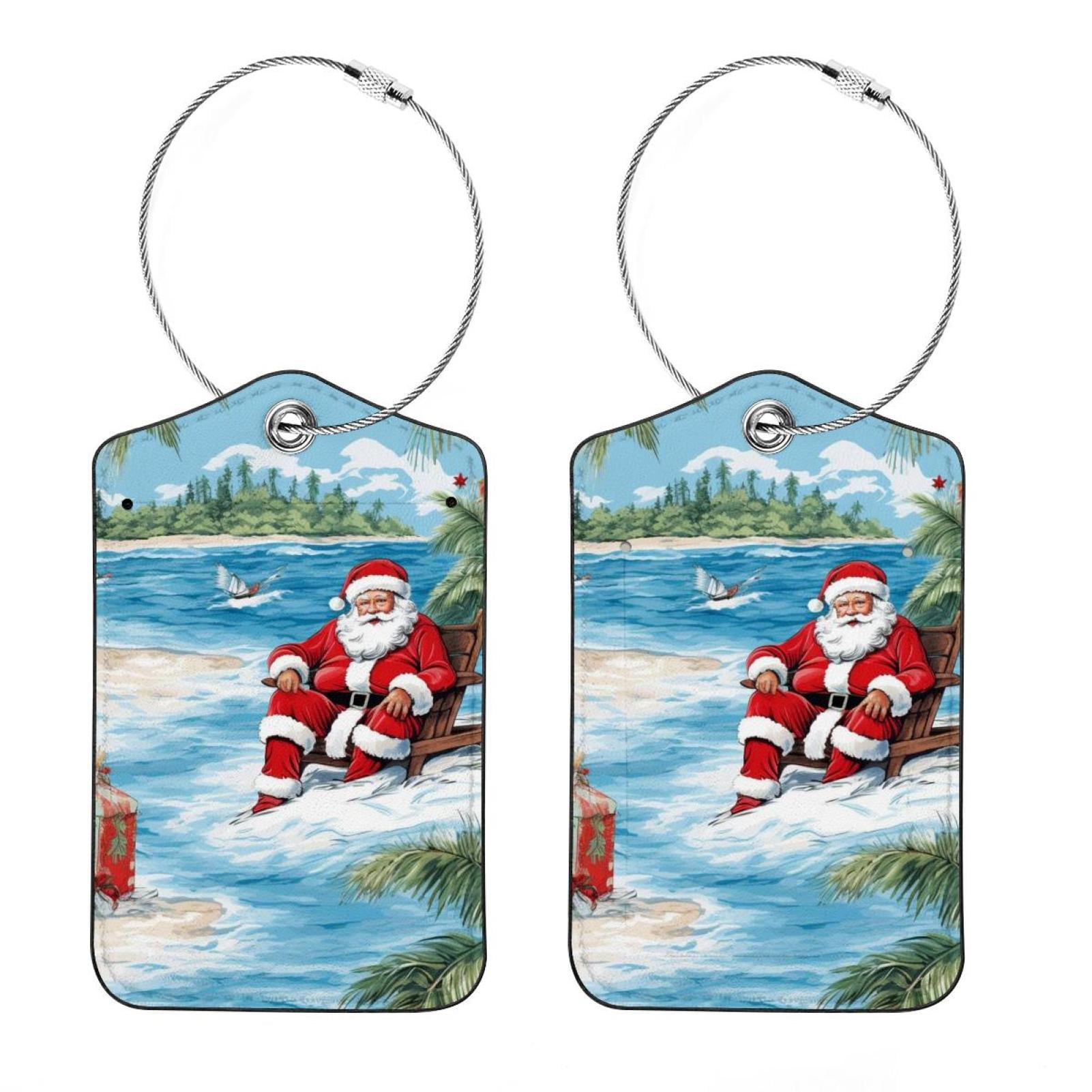 2 Pack Luggage Tag for Suitcase, Santa Beach Vacation Baggage Tag with ...