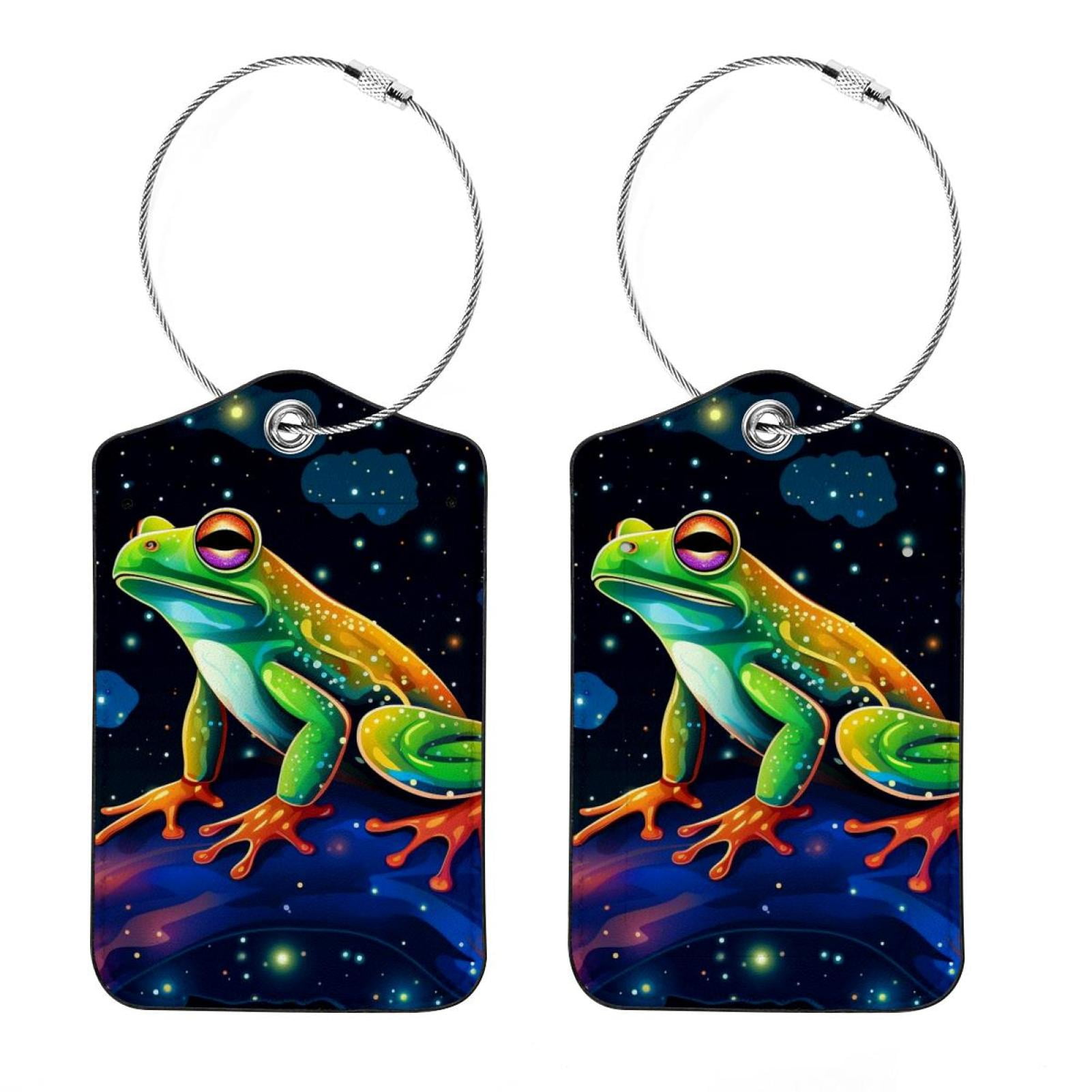 2 Pack Luggage Tag for Suitcase, Starry Frog Baggage Tag with Stainless ...