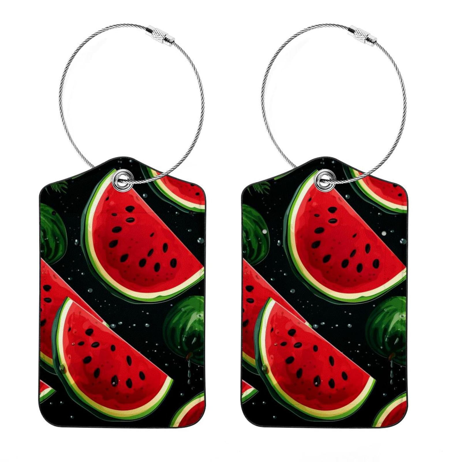 2 Pack Luggage Tag for Suitcase, Watermelon Baggage Tag with Stainless ...
