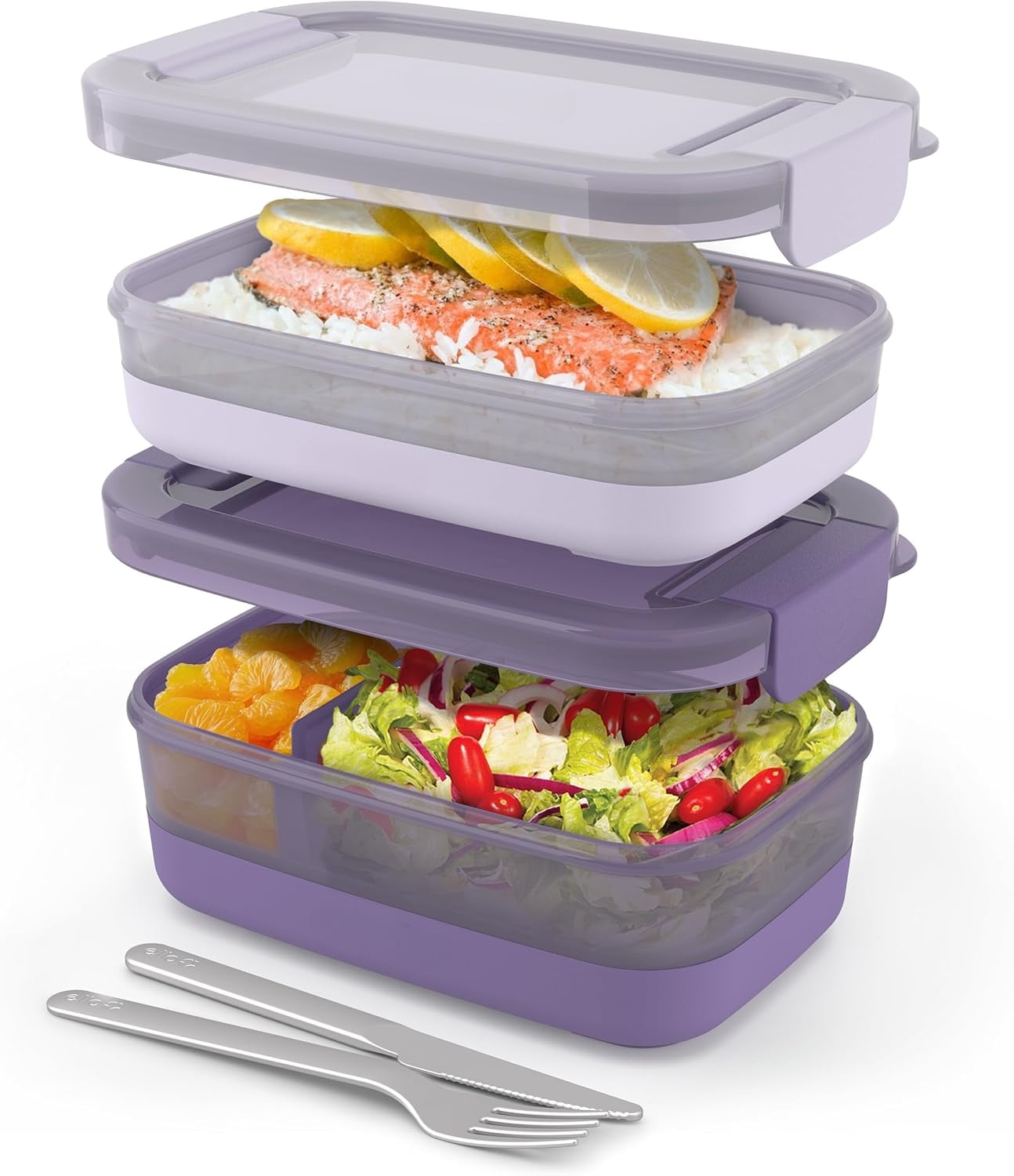 2-Pack Lunch Stack Plastic Food Storage Container Bento Box with ...