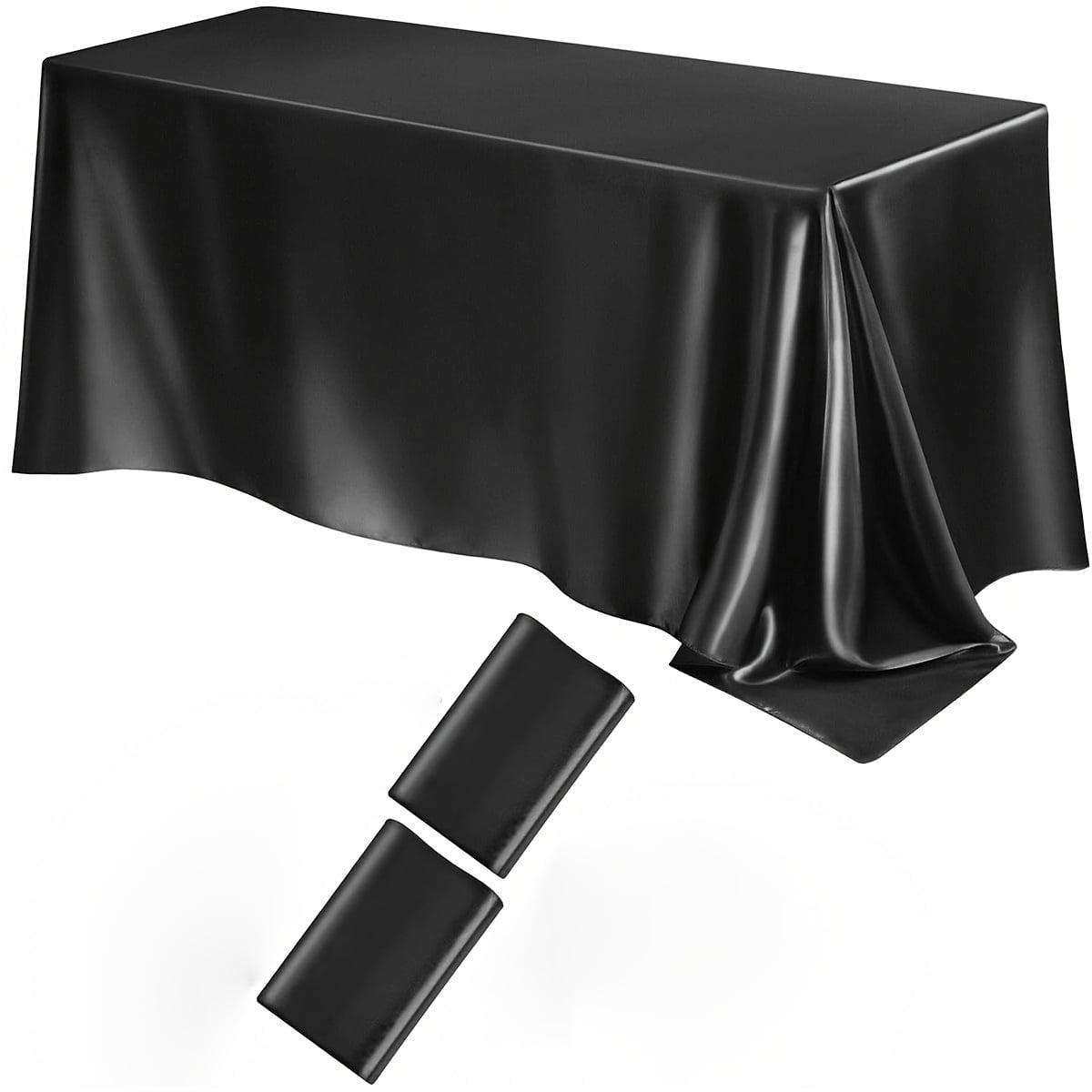 2-Pack Luxurious Satin Tablecloths, 102x58 Inch Rectangular Polyester ...