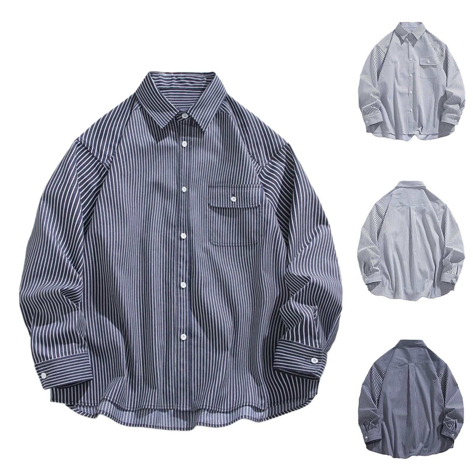 2 Pack M-5X Plus Size Mens Big & Tall Shirts with Pocket Long Sleeve ...
