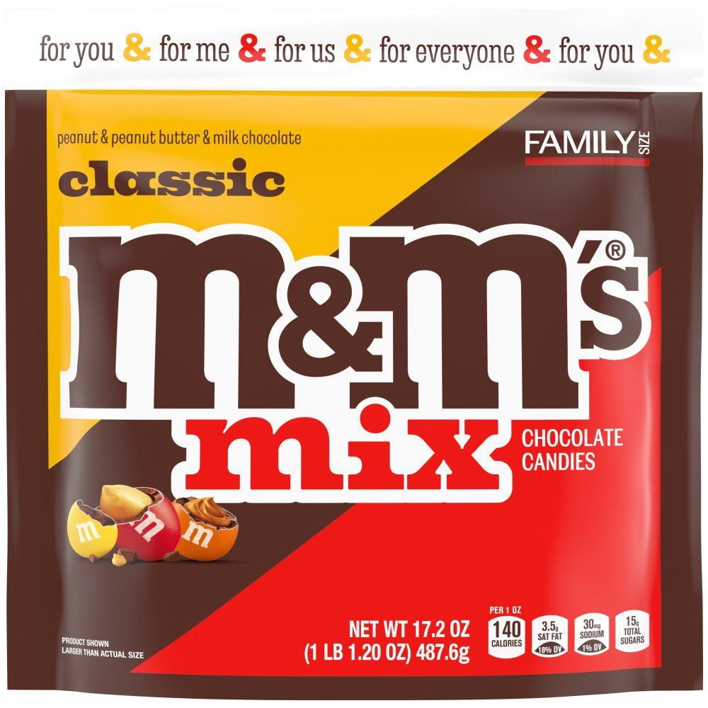 2 Pack - M&M'S Classic Mix Chocolate Candy - Family Size - 17.2 oz ...