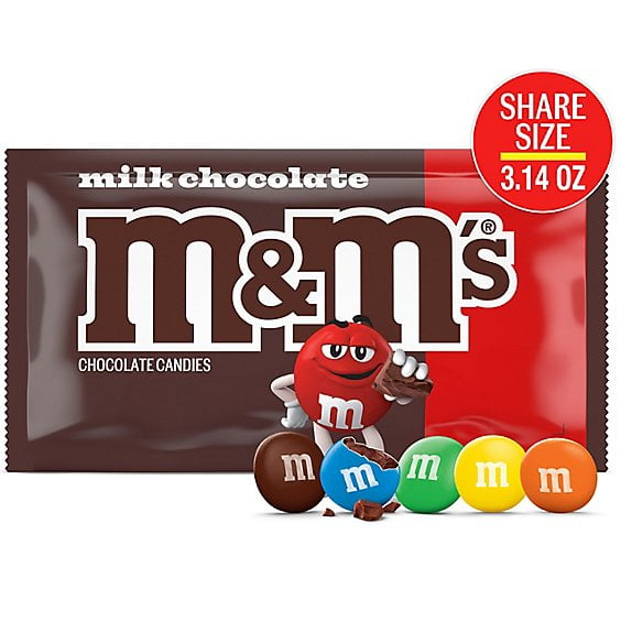 2 Pack M&M'S Milk Chocolate Candy Share Size Bag - 3.14 Oz - Walmart.com