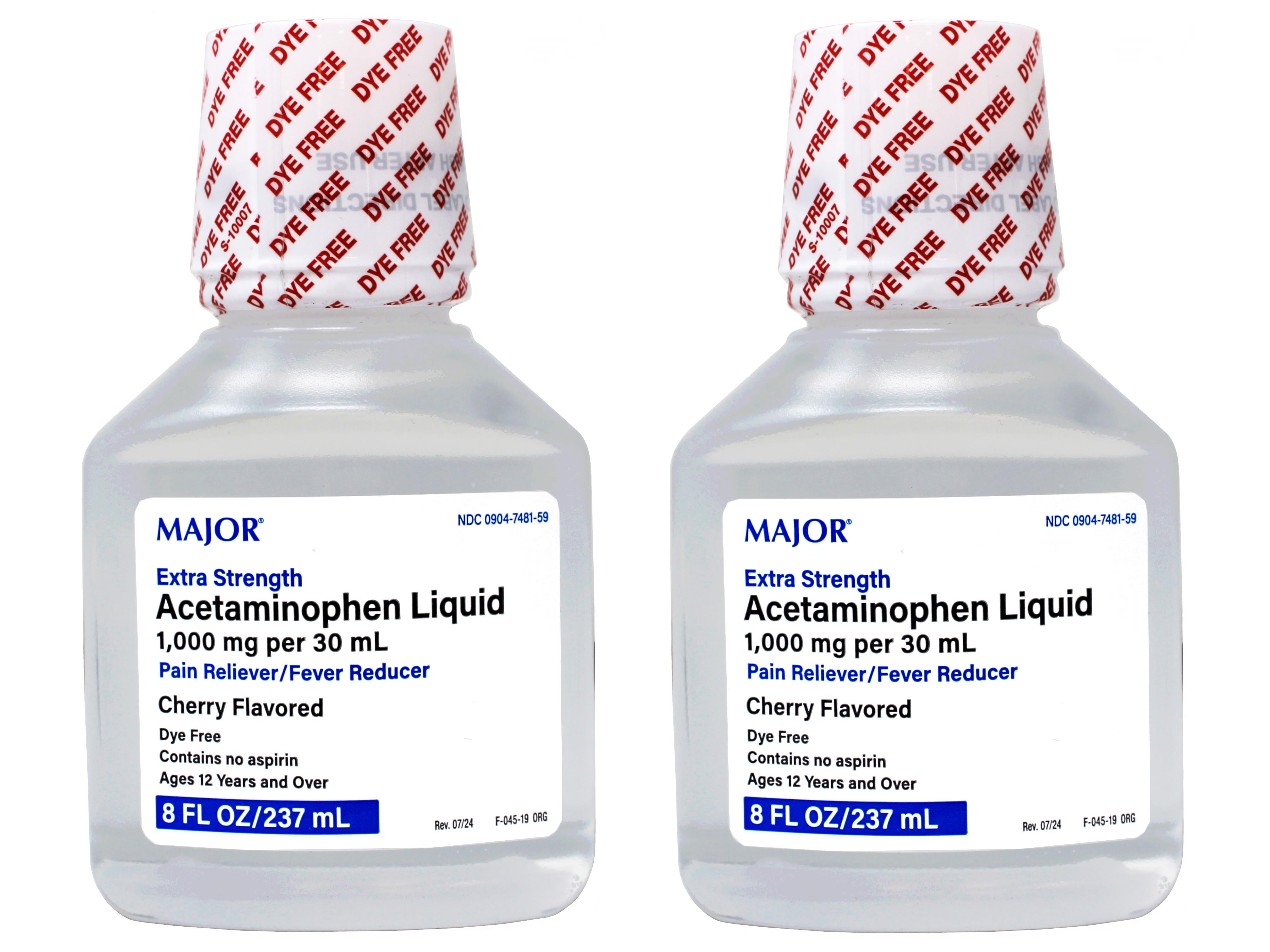 2 Pack - MAJOR Extra Strength Acetaminophen Liquid, 1000 mg per 30 mL ...