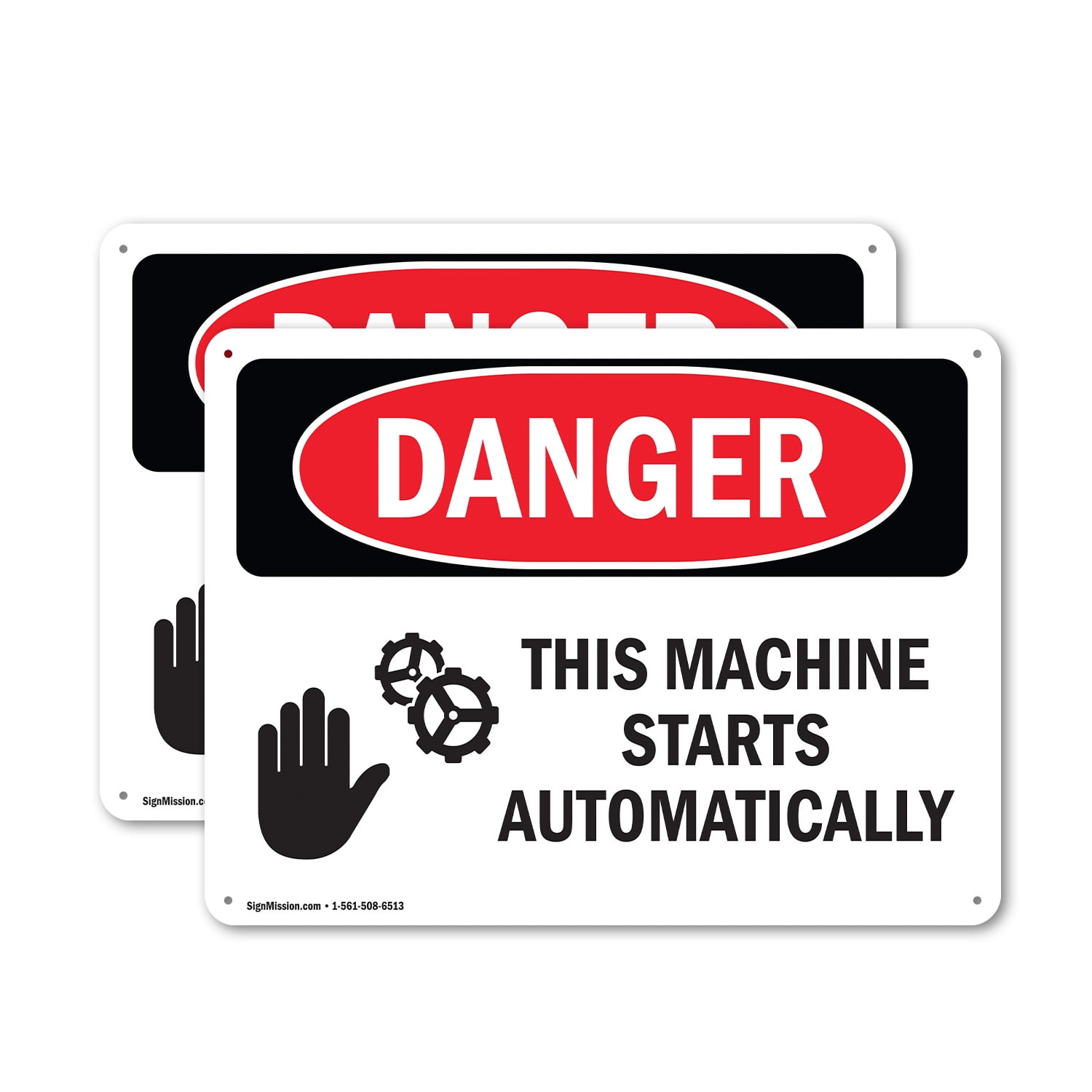 (2 Pack) This Machine Starts Automatically OSHA Danger Sign 18 Inch X ...