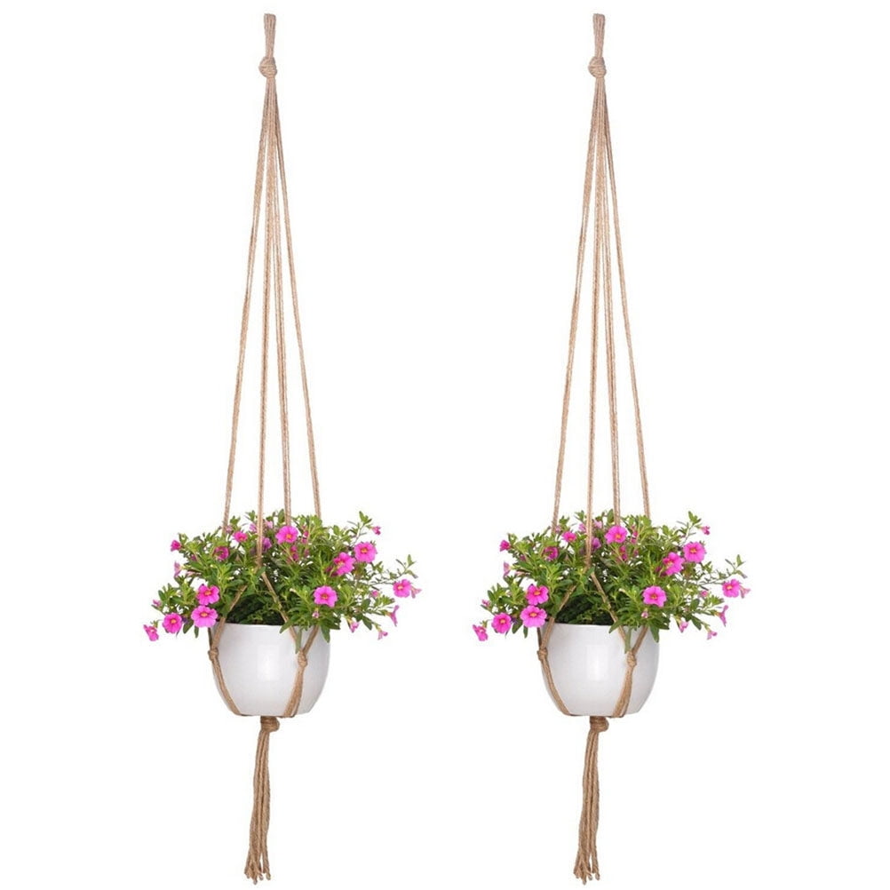 2 Pack Macrame Plant Hangers, Multiple Tiers Handmade Cotton Rope ...