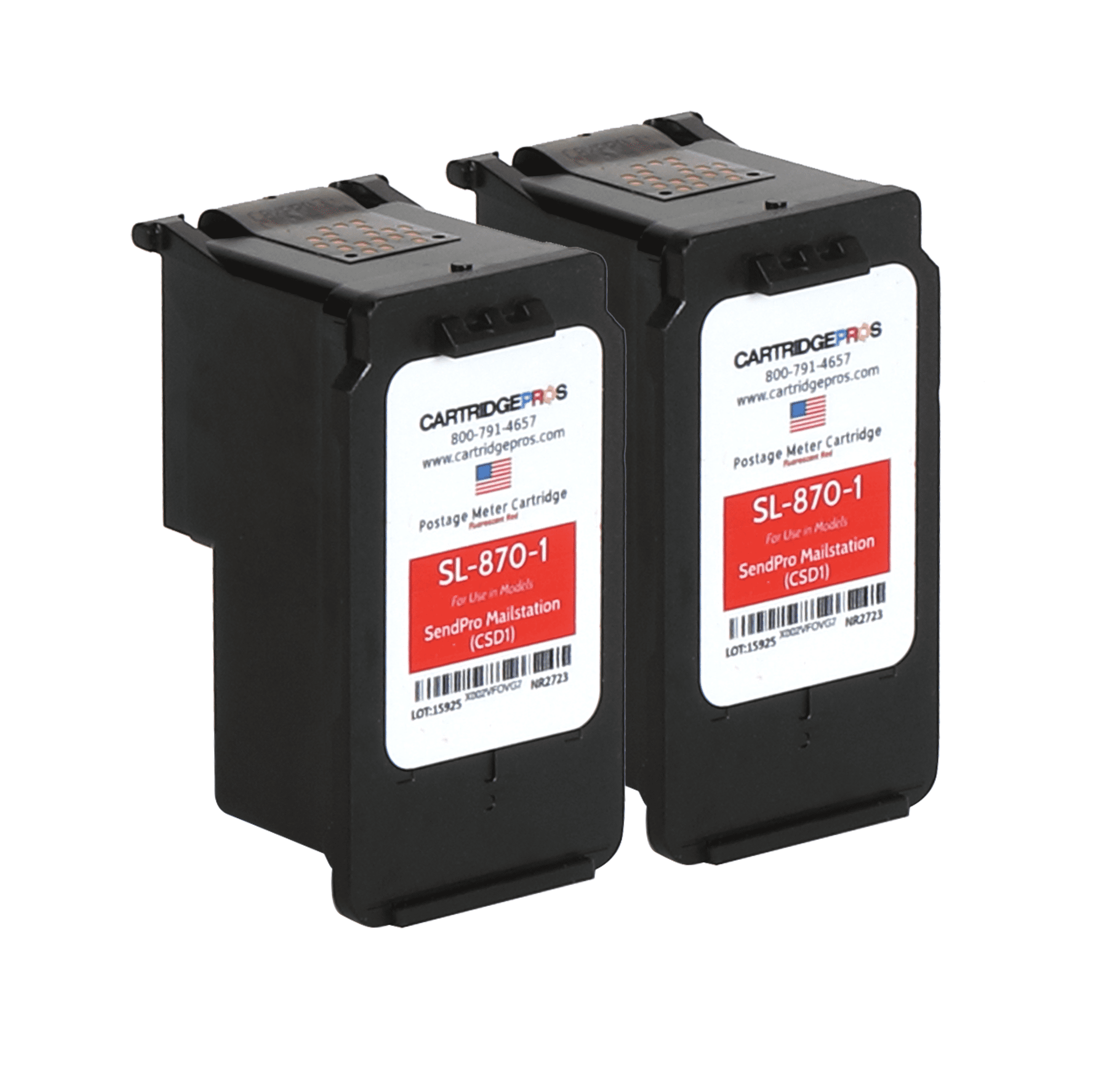 2-Pack - Made in The USA Ink Cartridge SL-870-1 for Pitney Bowes New SendPro Mailstation (CSD1 ...