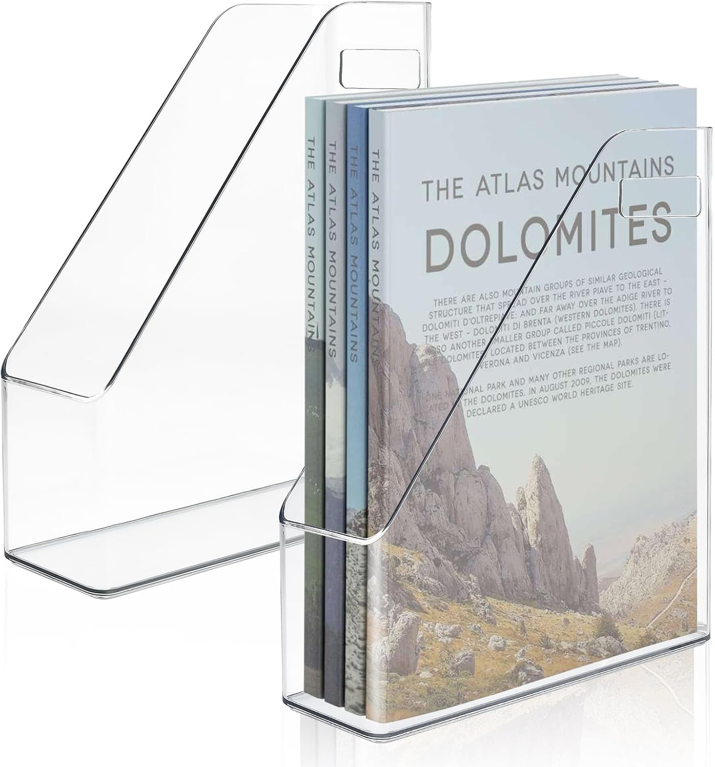2 Pack Magazine File Holder, Clear Plastic A4 Vertical File Organizer ...