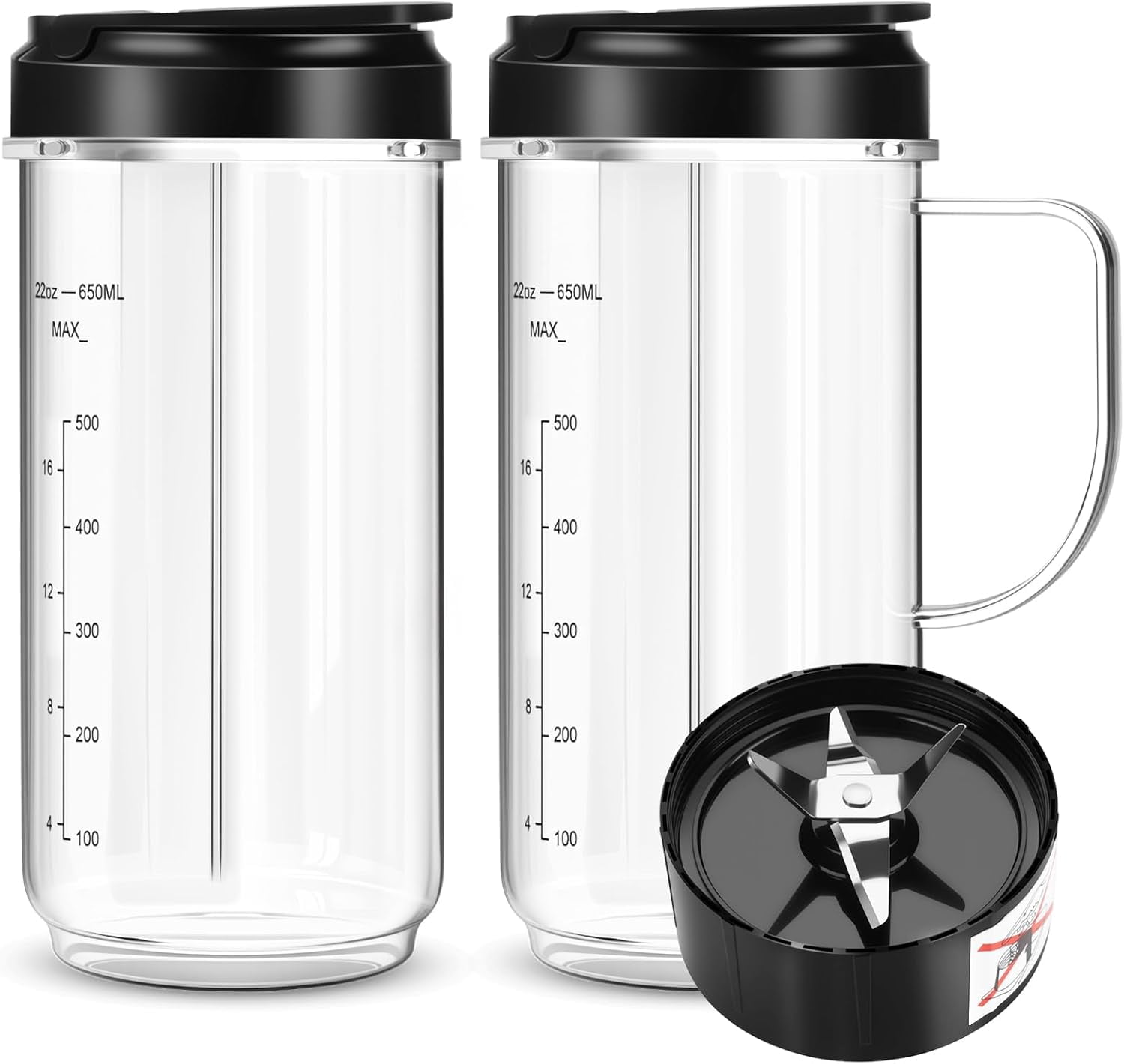 2 Pack Magic Bullet Blender Cups, Tall 22oz Cup with Flip Top To-Go Lid ...