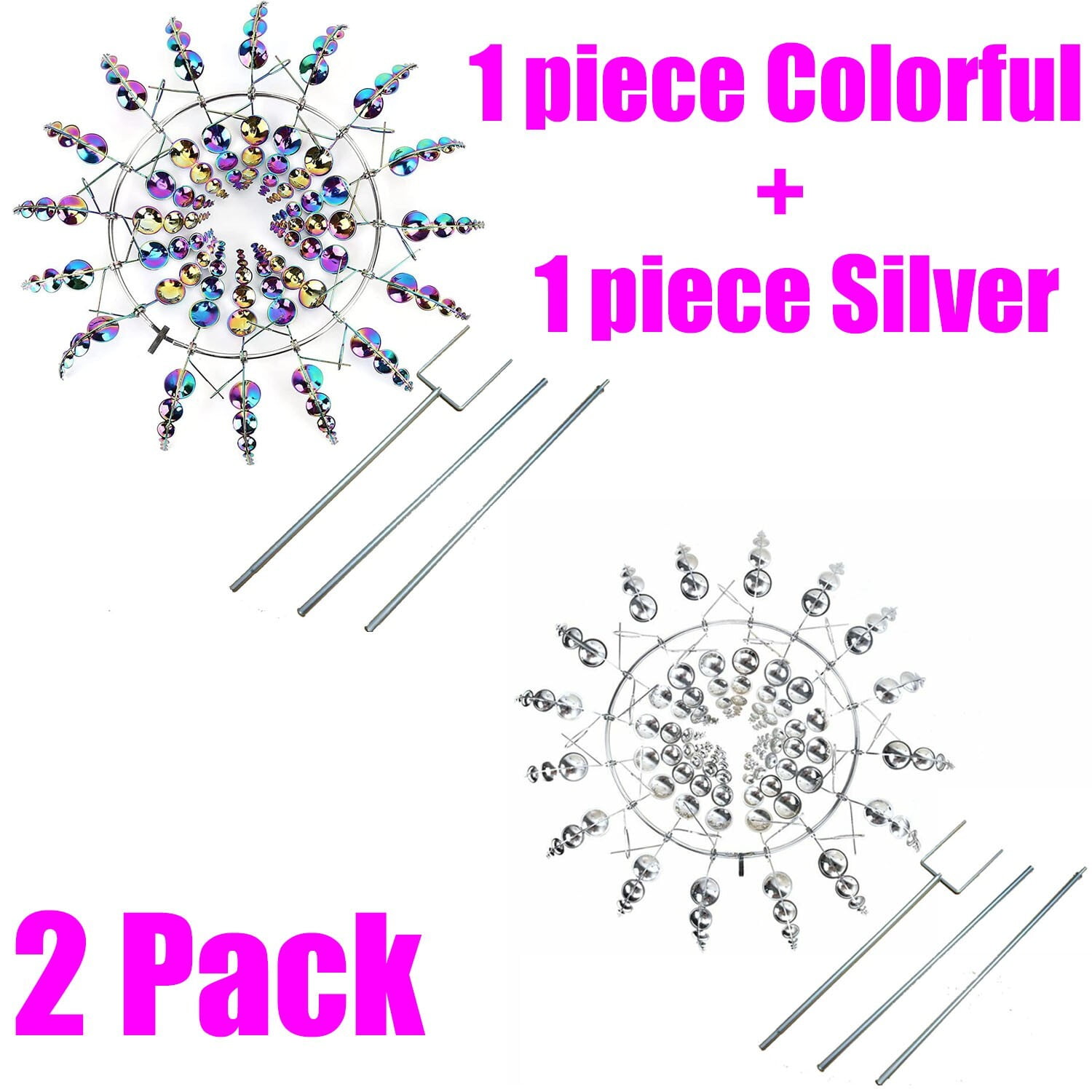 2 Pack Magical Wind Powered Kinetic Windmill Metal And Sculpture ...