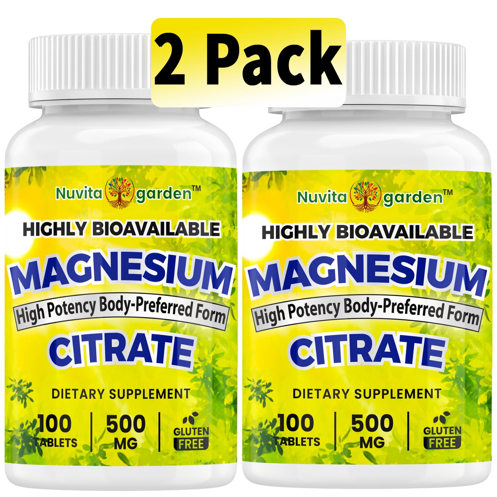 2 Pack Magnesium Citrate 500 MG for Calm, Relaxation, Constipation ...