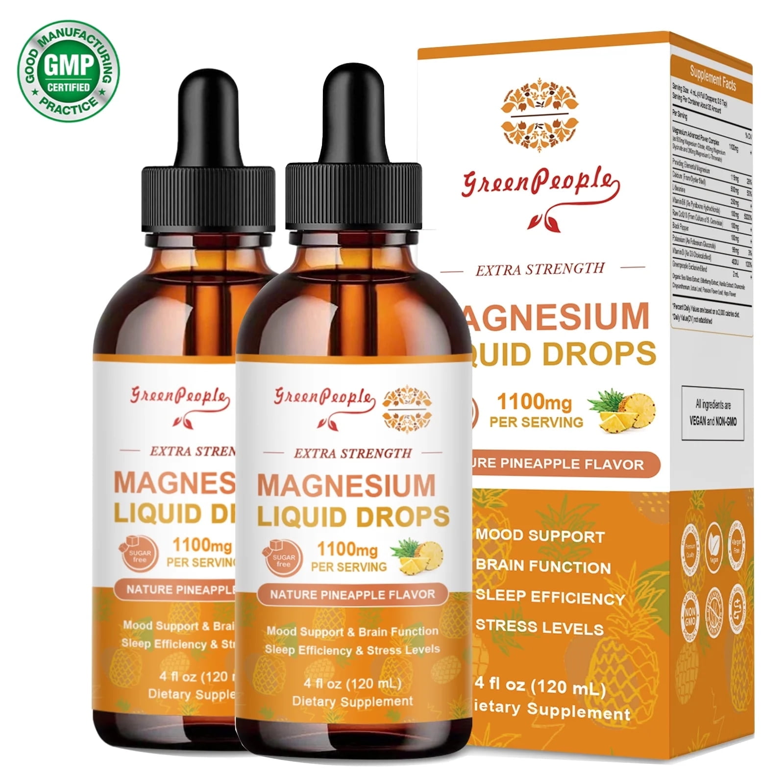 (2 Pack) Magnesium Liquid Drops 1100mg | 17-in-1 Triple Magnesium ...