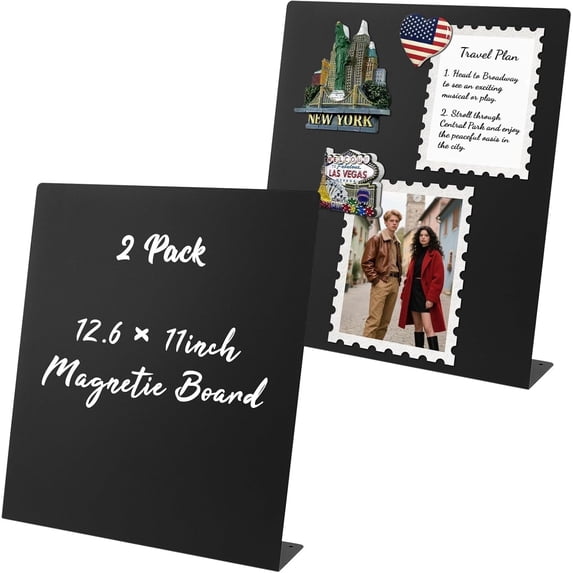 2 Pack Magnet Board, Black Magnetic Board, Metal Magnetic Bulletin ...