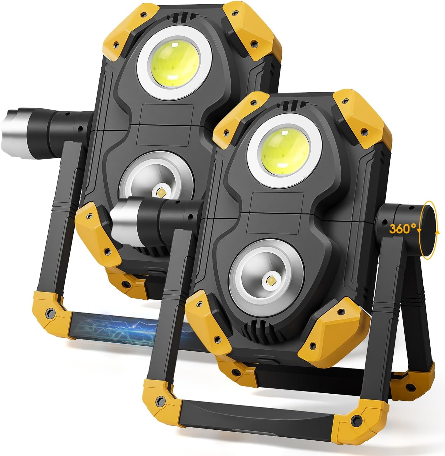 2 Pack Magnetic 6000 Lumen LED Work Light, 10 Hours Long Lasting 360 ...