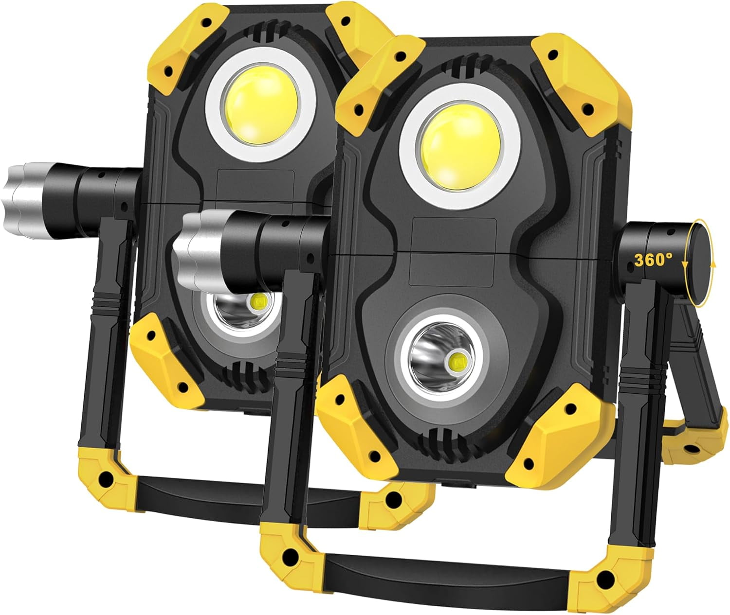 2 Pack Magnetic 6000 Lumen Work Light, 10 Hours Long Lasting 360 ...