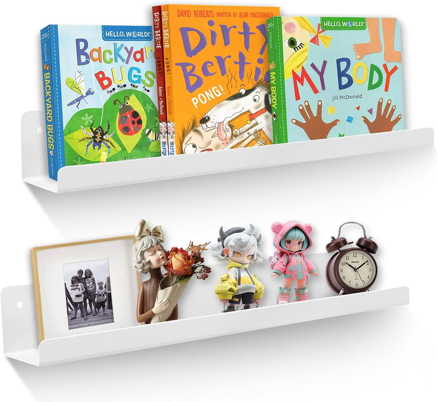 2-Pack Magnetic Book Shelf for Whiteboards – 17" Floating Bookshelves ...