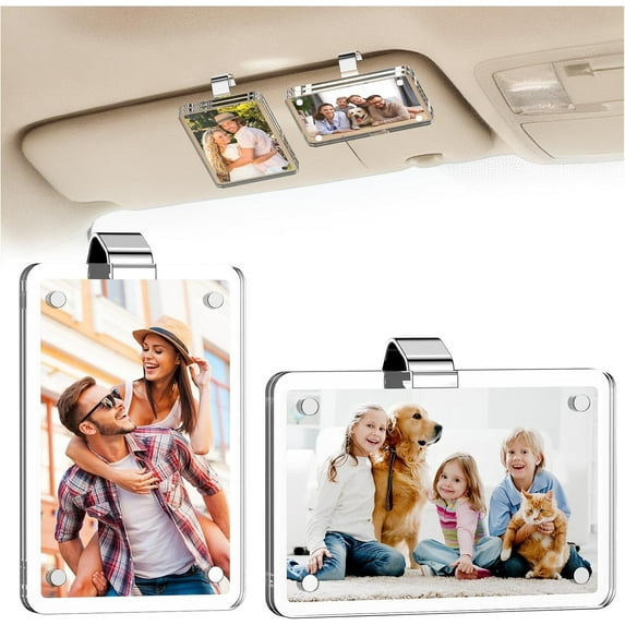 2-Pack Magnetic Car Visor Photo Frames & Memory Photos, Easy Clip-On ...