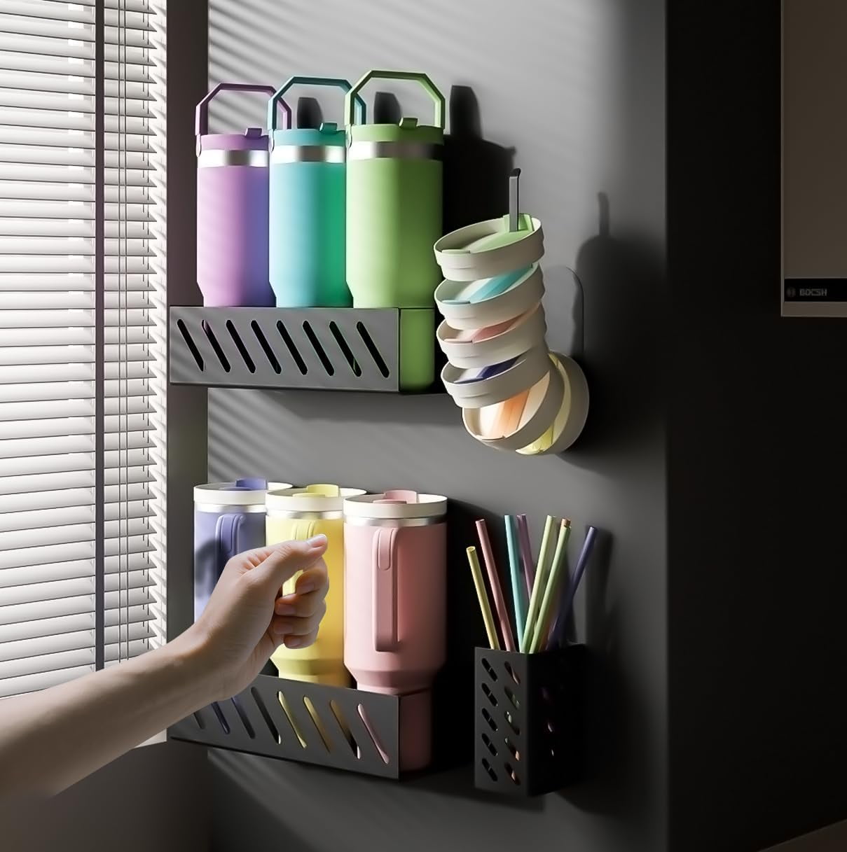 2-Pack Magnetic Cup Organizer for 30/40 oz Tumblers - with Lid & Straw ...