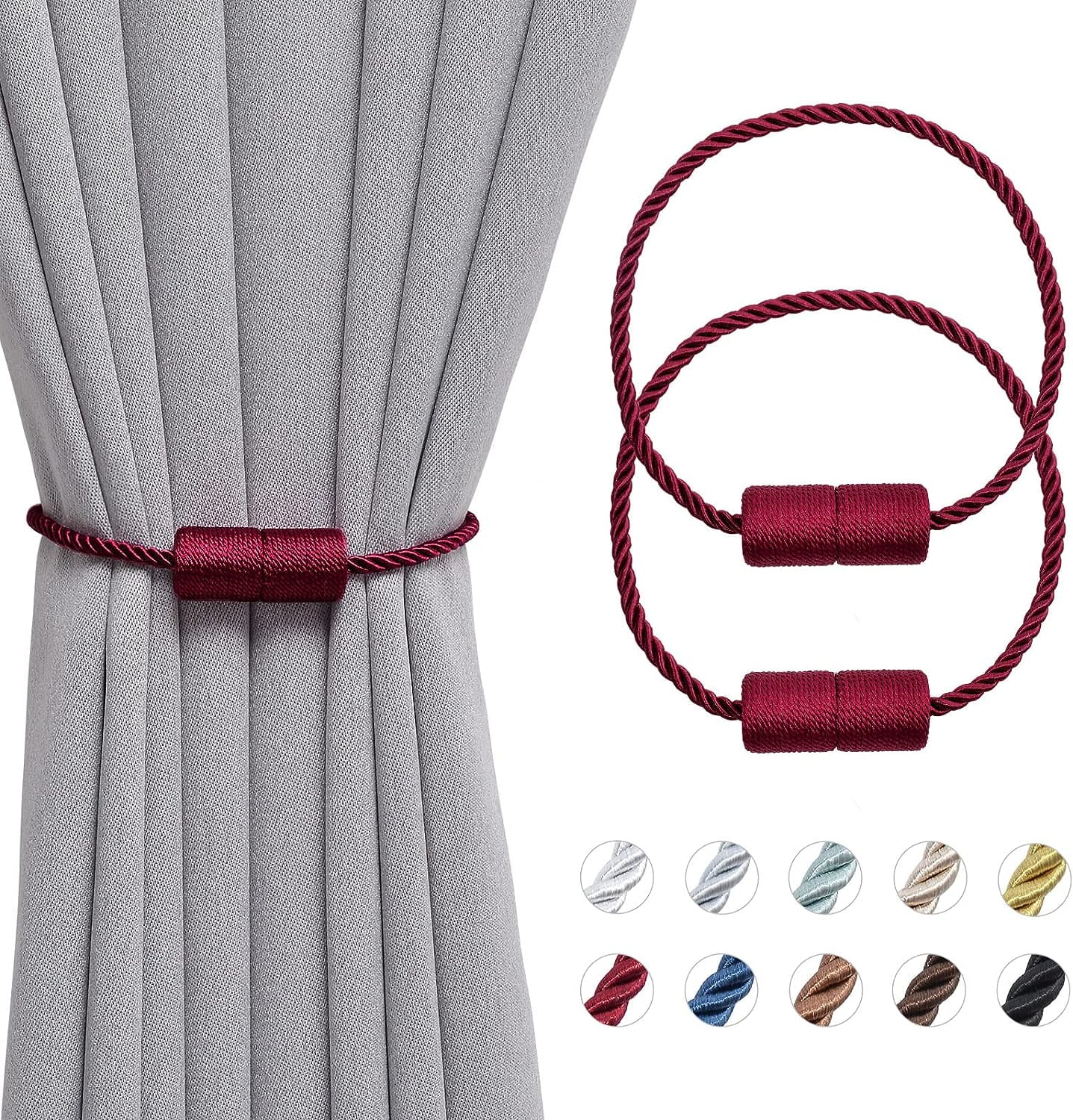 2 Pack Magnetic Curtain Tiebacks 16 Inch Handmade Weave Side Rope ...