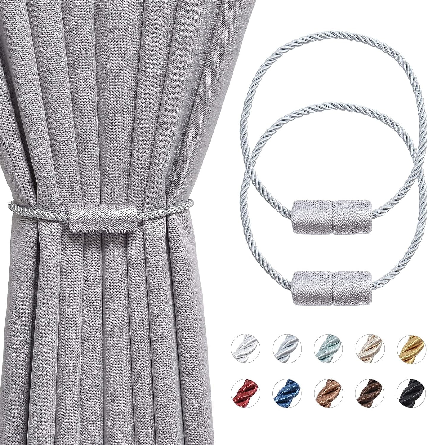 2 Pack Magnetic Curtain Tiebacks 16 Inch Handmade Weave Side Rope ...