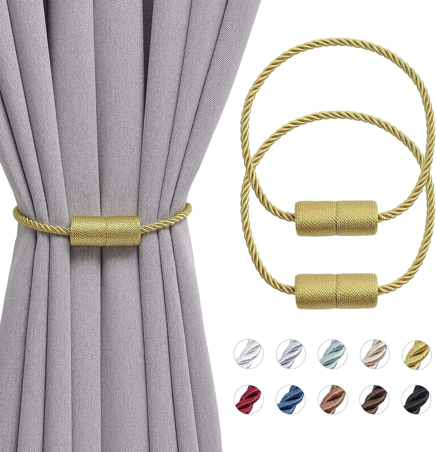 2 Pack Magnetic Curtain Tiebacks 16 Inch Handmade Weave Side Rope ...