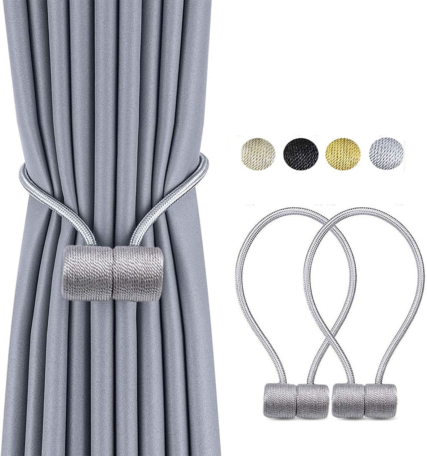 2 Pack Magnetic Curtain Tiebacks, The Most Convenient Drape Tie Backs ...