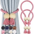 2 Pack Magnetic Curtain Tiebacks Cotton Hand Woven Tie Back Decorative ...