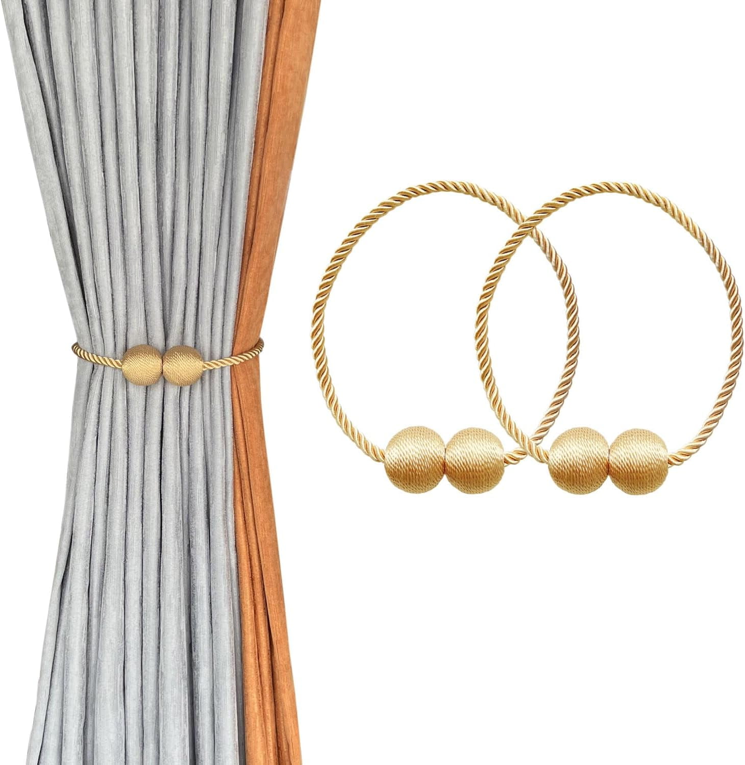 2 Pack Magnetic Curtain Tiebacks, Decorative Curtain Holdbacks for ...