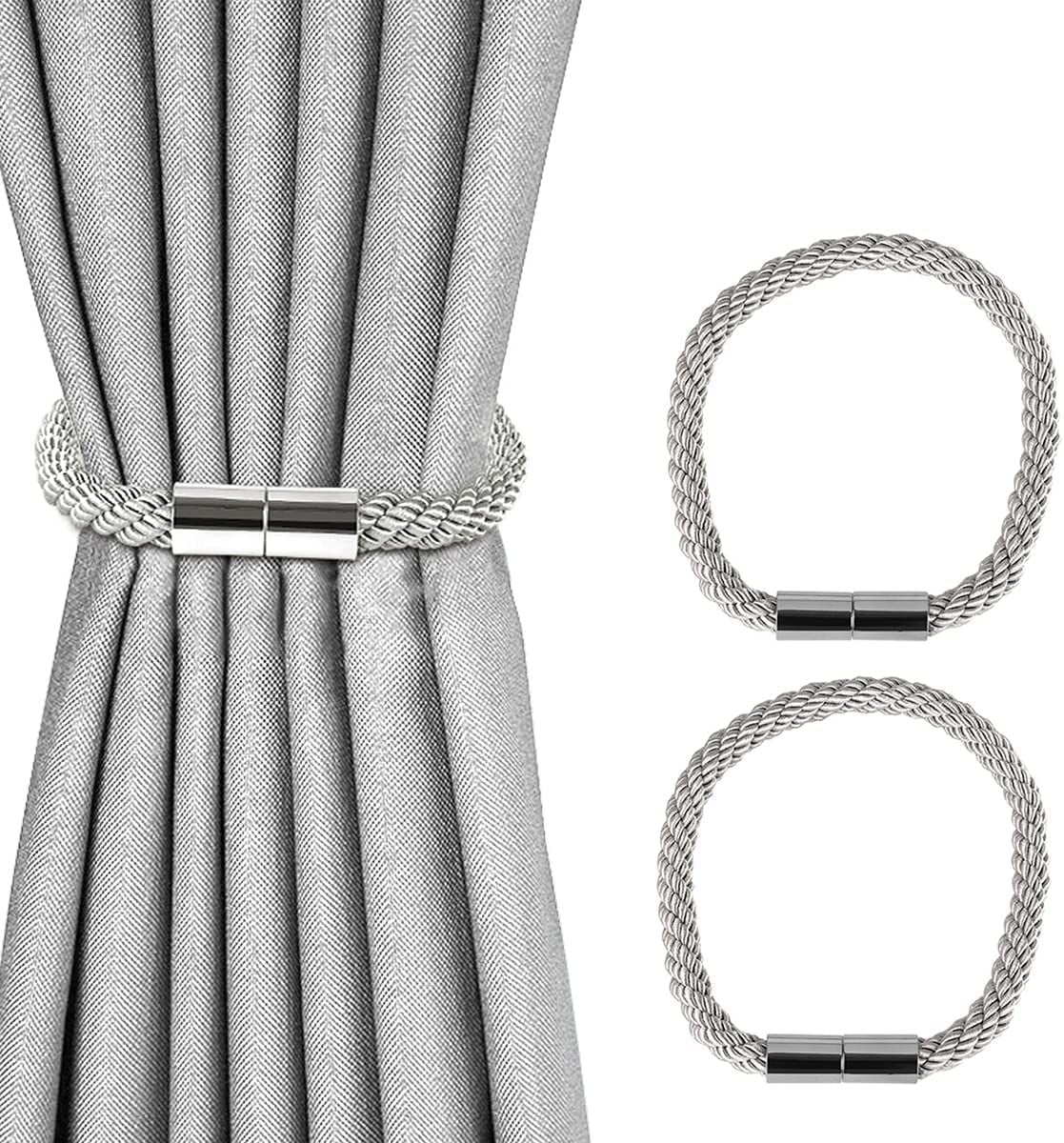 2 Pack Magnetic Curtain Tiebacks, Decorative Drapery Holdbacks Buckle ...
