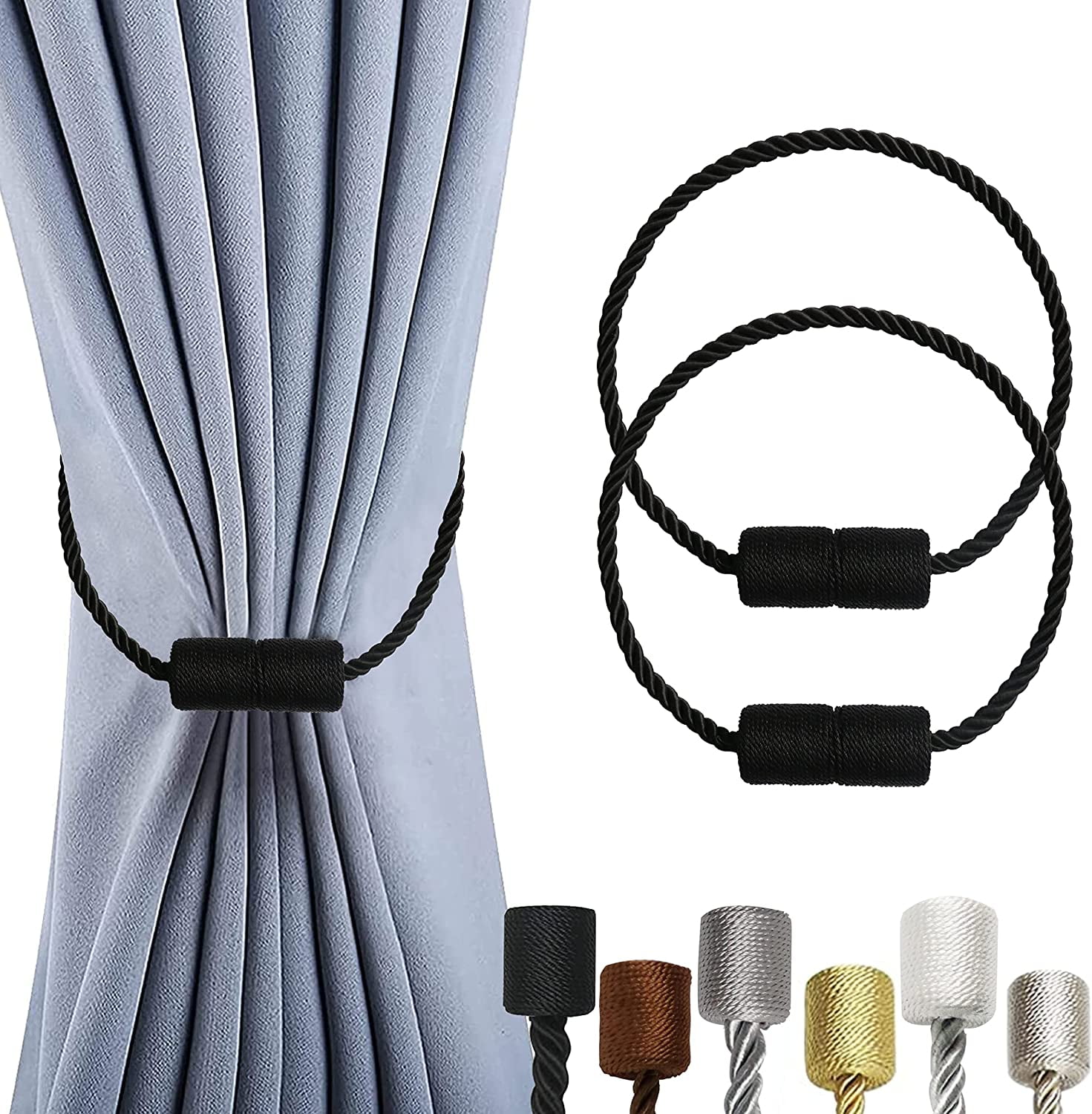 2 Pack Magnetic Curtain Tiebacks Curtain Holdbacks Curtain Ties Outdoor ...